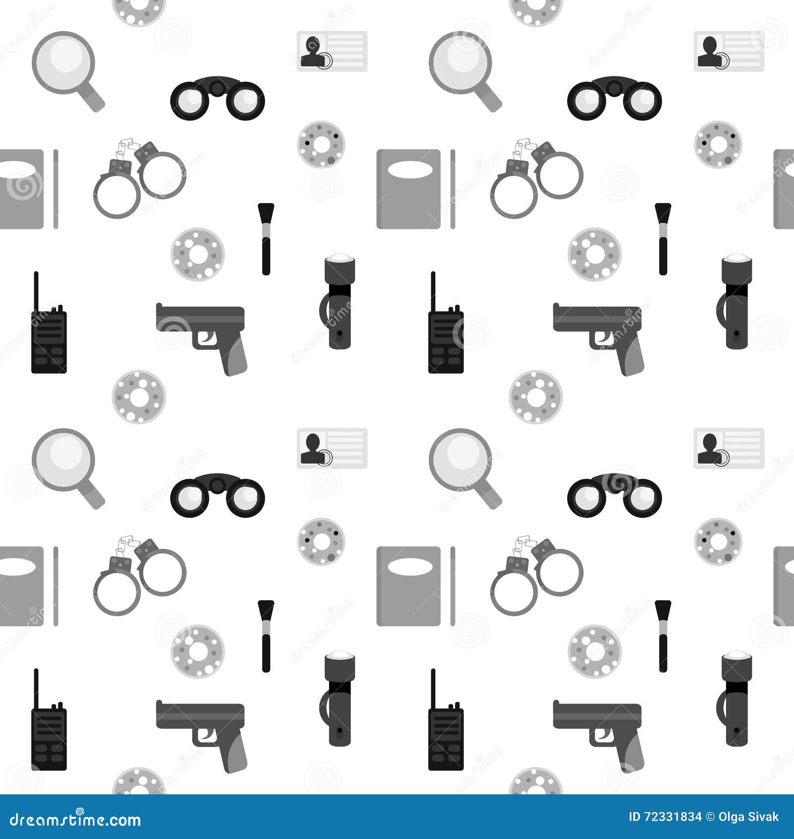 Vector Seamless Pattern with the Image of Detective Accessories Stock ...