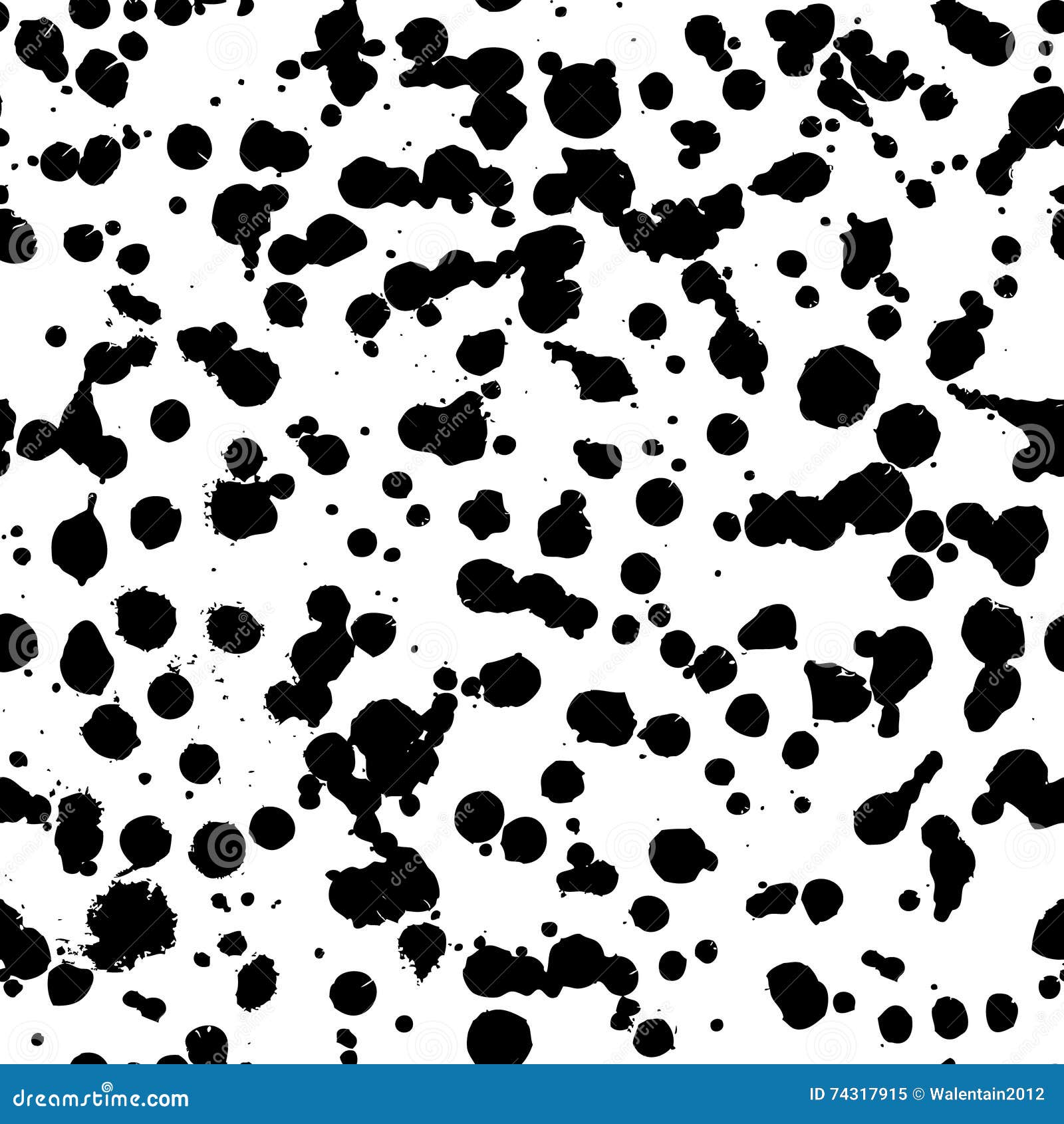 Vector Seamless Pattern with Ink Blots and Brush Strokes. Stock Vector ...