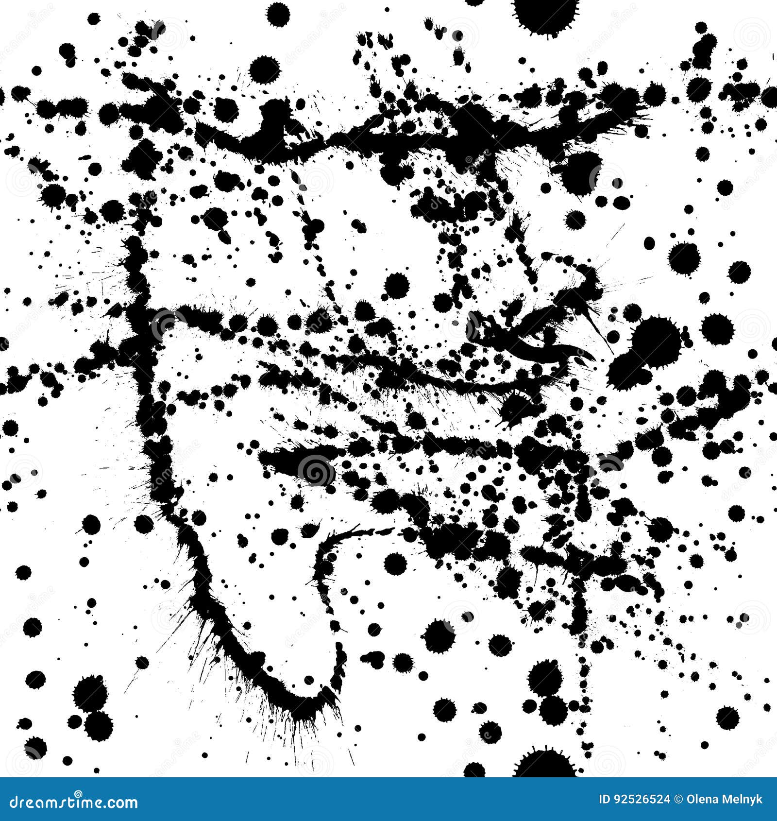 Vector Seamless Pattern with Ink Brush Dripping and Splatter. Stock ...