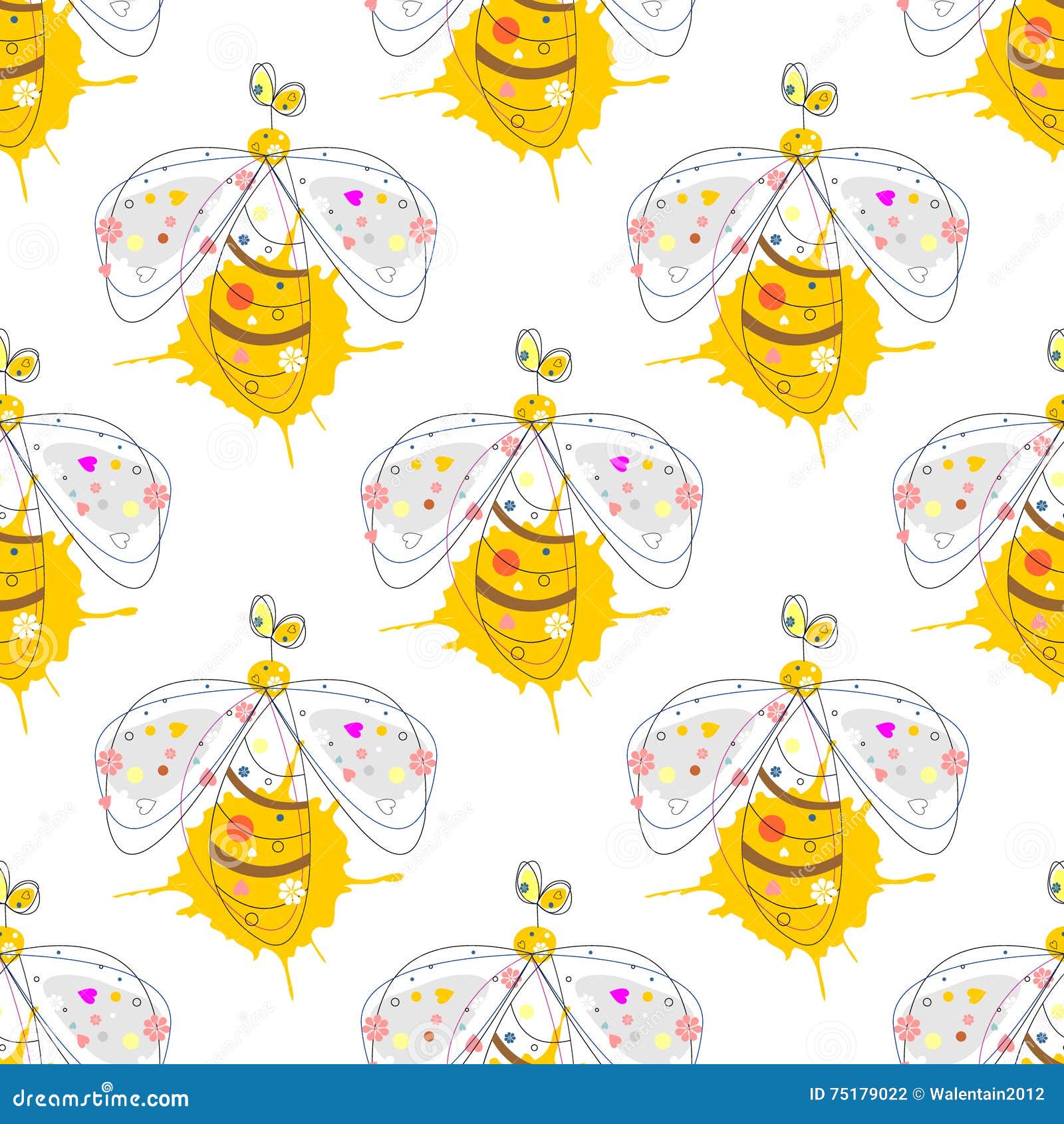 Vector Seamless Pattern with Insect. Stock Vector - Illustration of ...