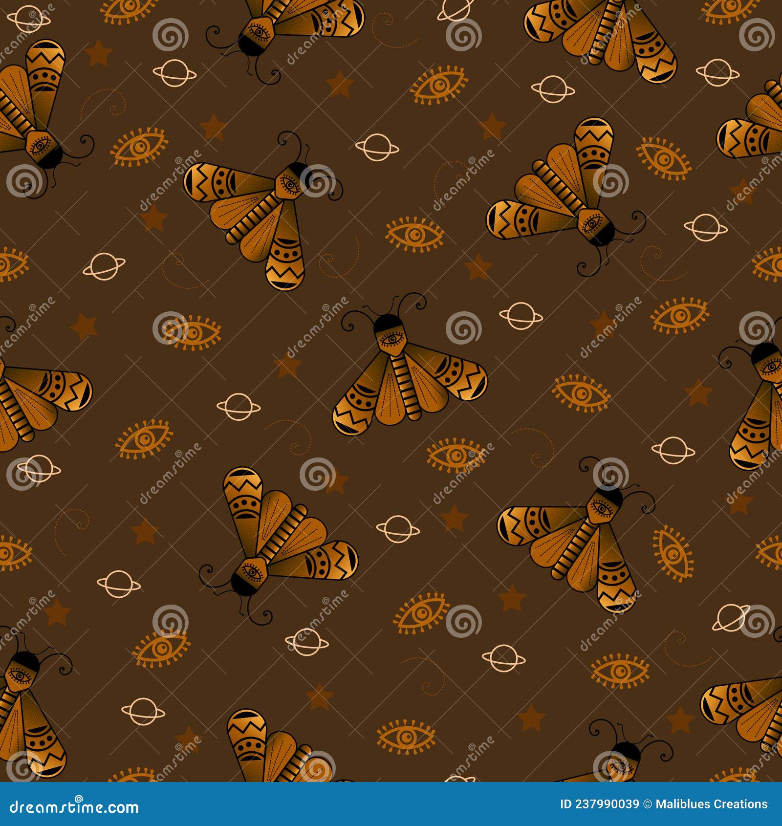 Vector Seamless Pattern with Insects Stock Vector - Illustration of ...