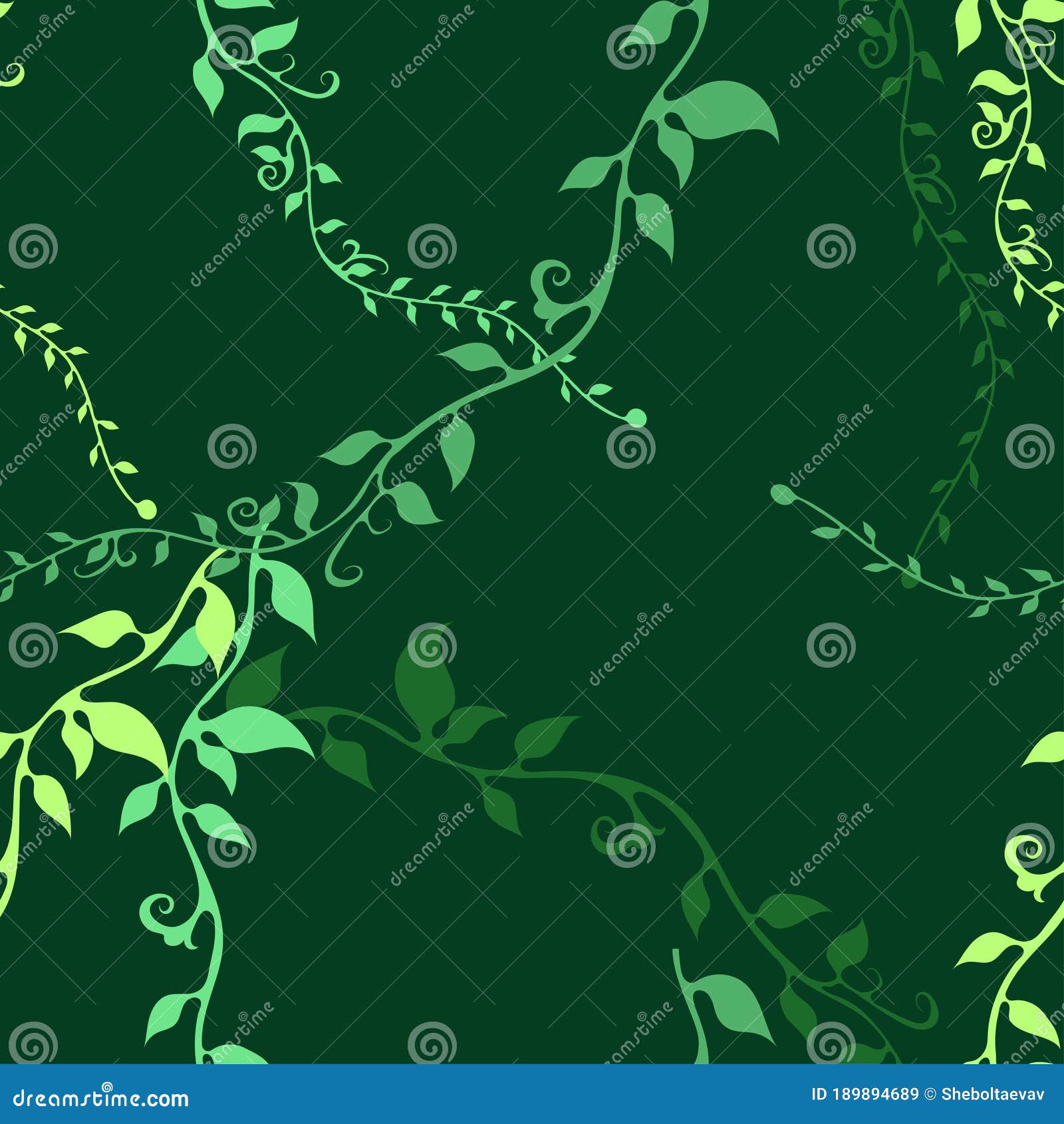 Vector Seamless Pattern of Intertwining Twigs with Stems with Leaves ...