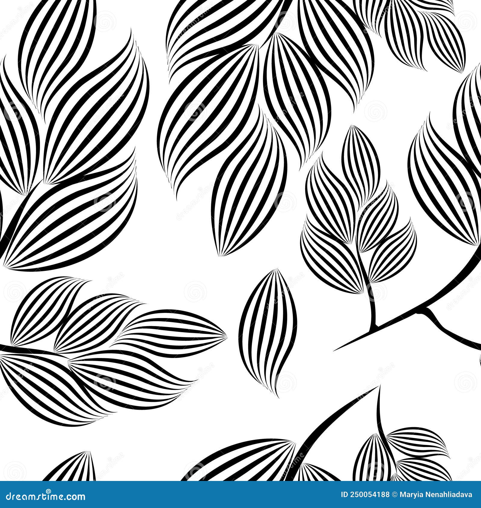 Seamless Pattern Graphic Leaves from Lines. Vector Illustration. Free ...