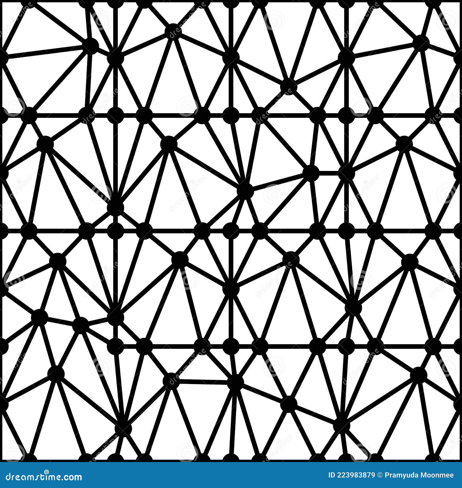 Vector Seamless Pattern Irregular Abstract Linear Grid With Circles In