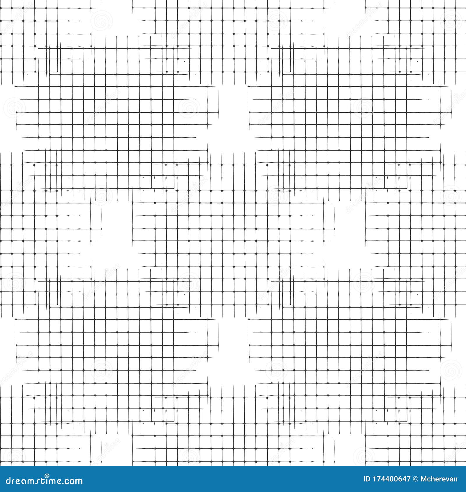 Vector Seamless Pattern With Irregular Abstract Linear Grid Graphical