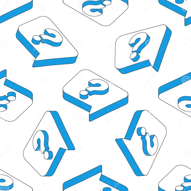 Vector Seamless Pattern with Isometric Question Mark on Speech Bubble ...