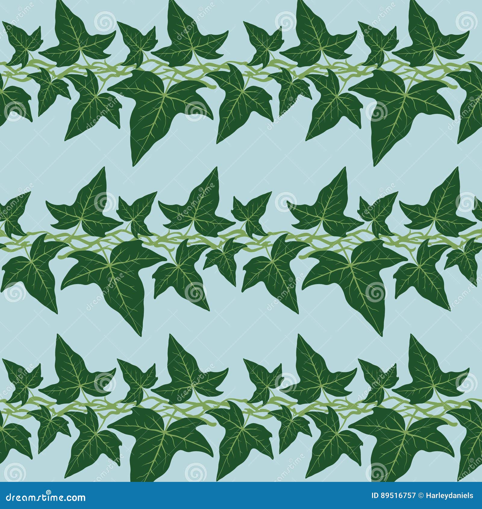 Vector Seamless Pattern with the Ivy Leaves Stock Illustration ...