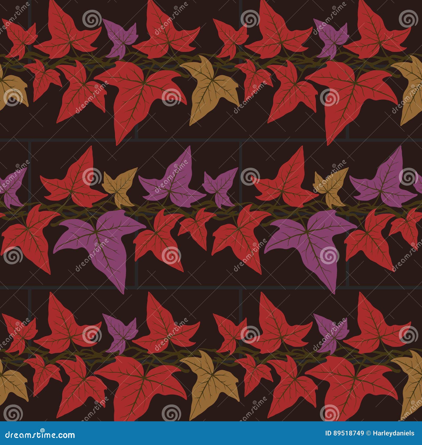 Vector Seamless Pattern with the Ivy Leaves Stock Illustration ...