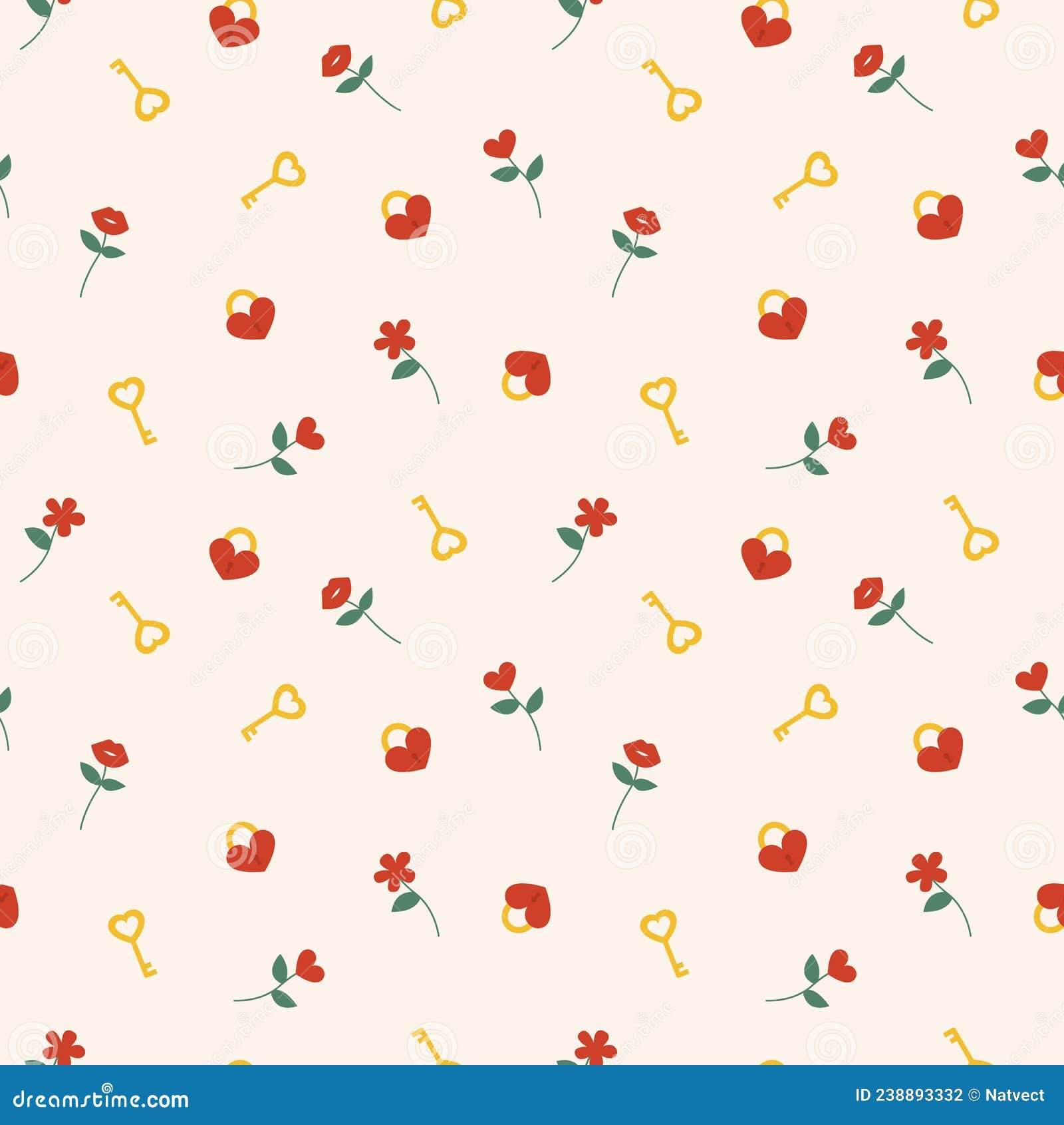 Vector Seamless Pattern with Cute Keys, Locks and Flowers in the Shape ...