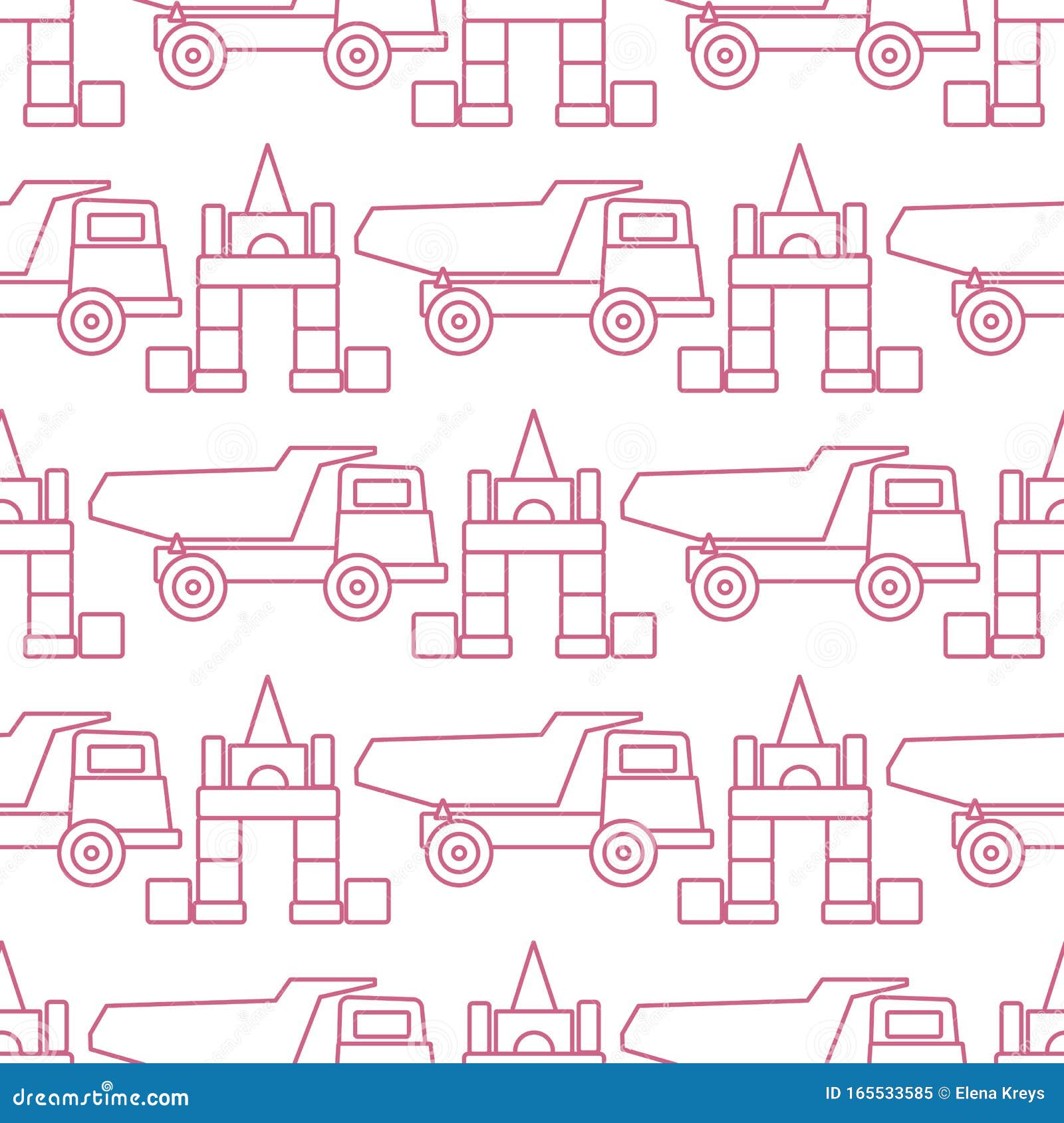 Vector Seamless Pattern Kid Toys Dump Truck Blocks Stock Vector ...