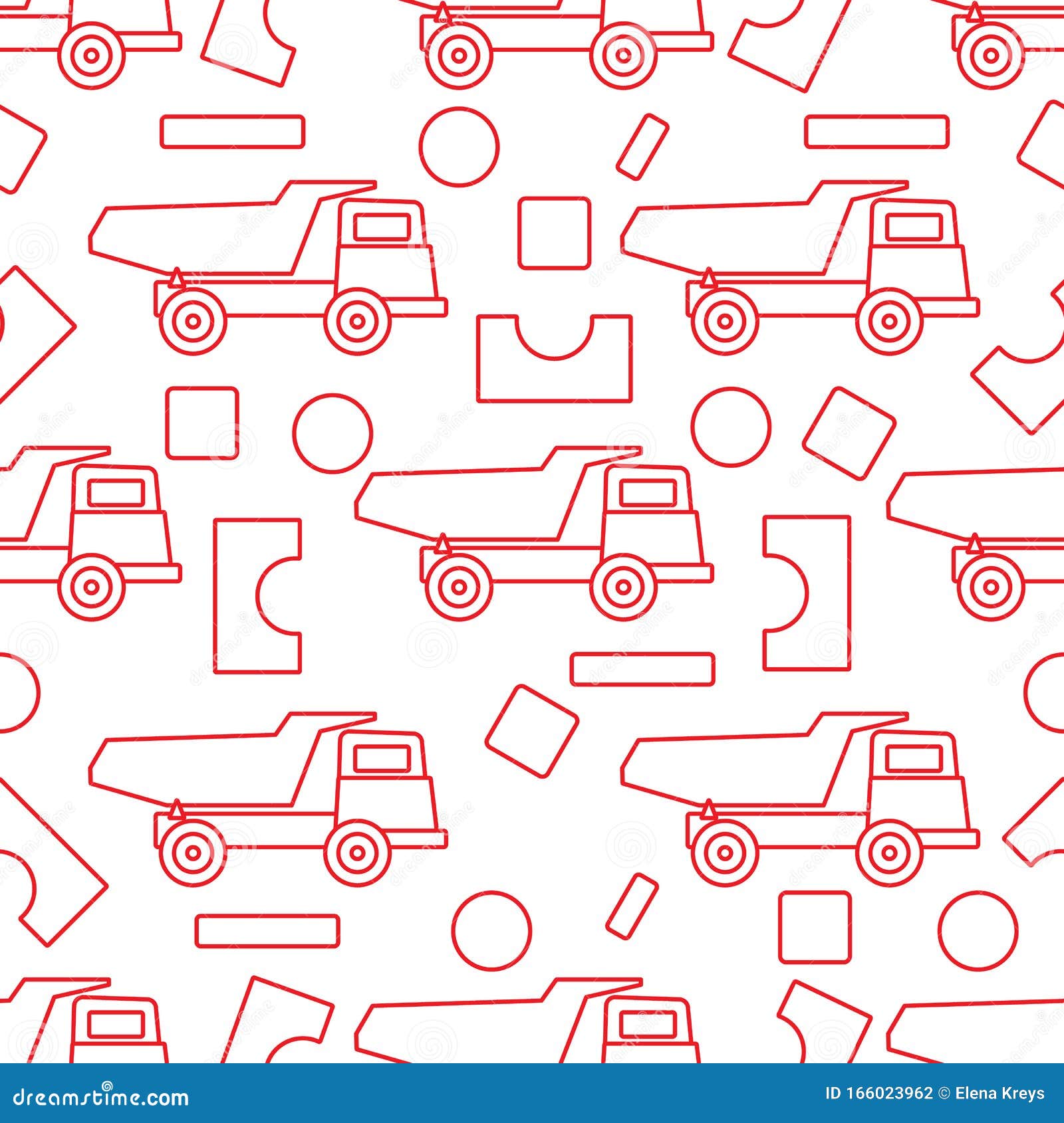 Vector Seamless Pattern Kid Toys Dump Truck Blocks Stock Vector ...
