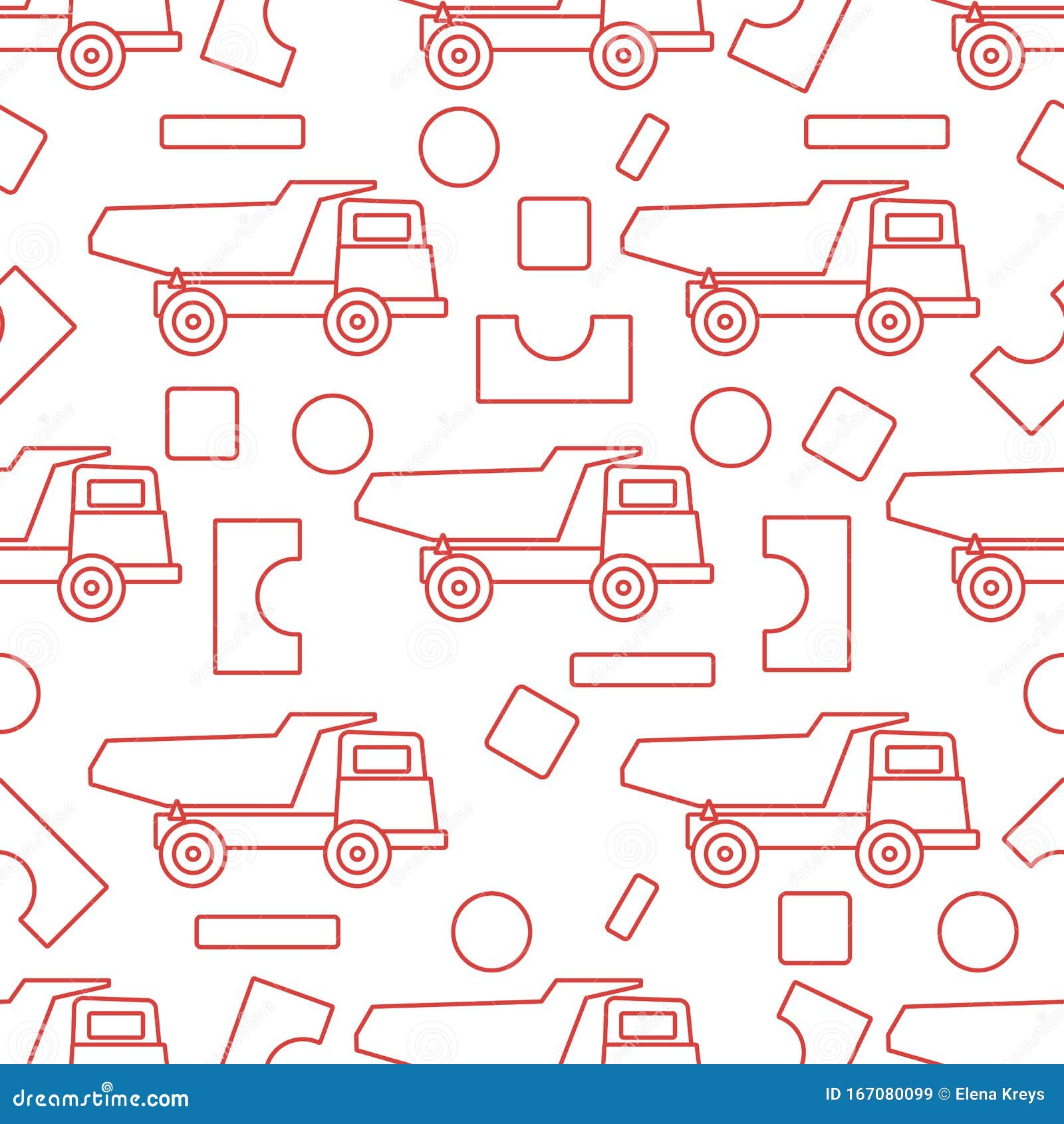 Vector Seamless Pattern Kid Toys Dump Truck Blocks Stock Vector ...