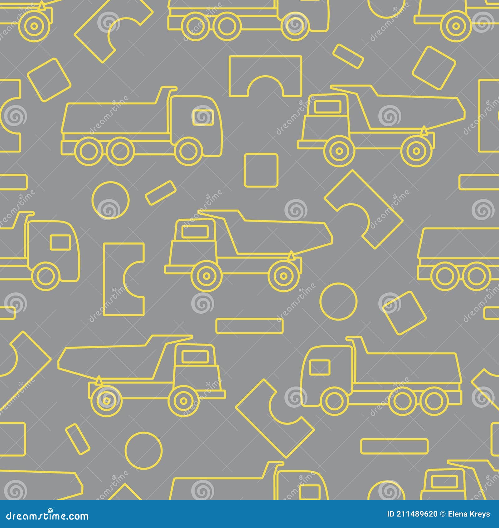 Vector Seamless Pattern Kid Toys Dump Truck Blocks Stock Vector ...