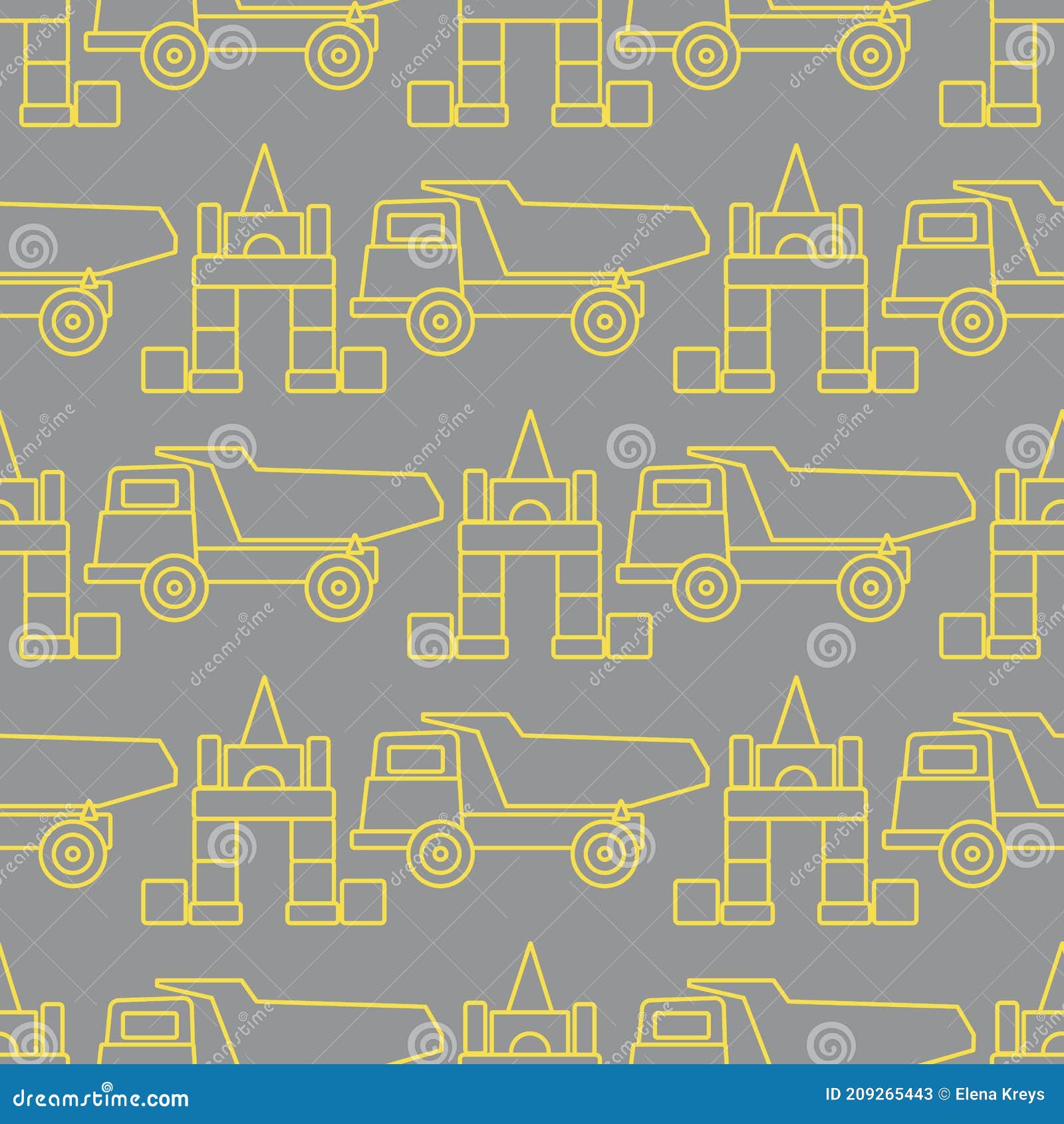 Vector Seamless Pattern Kid Toys Dump Truck Blocks Stock Vector ...
