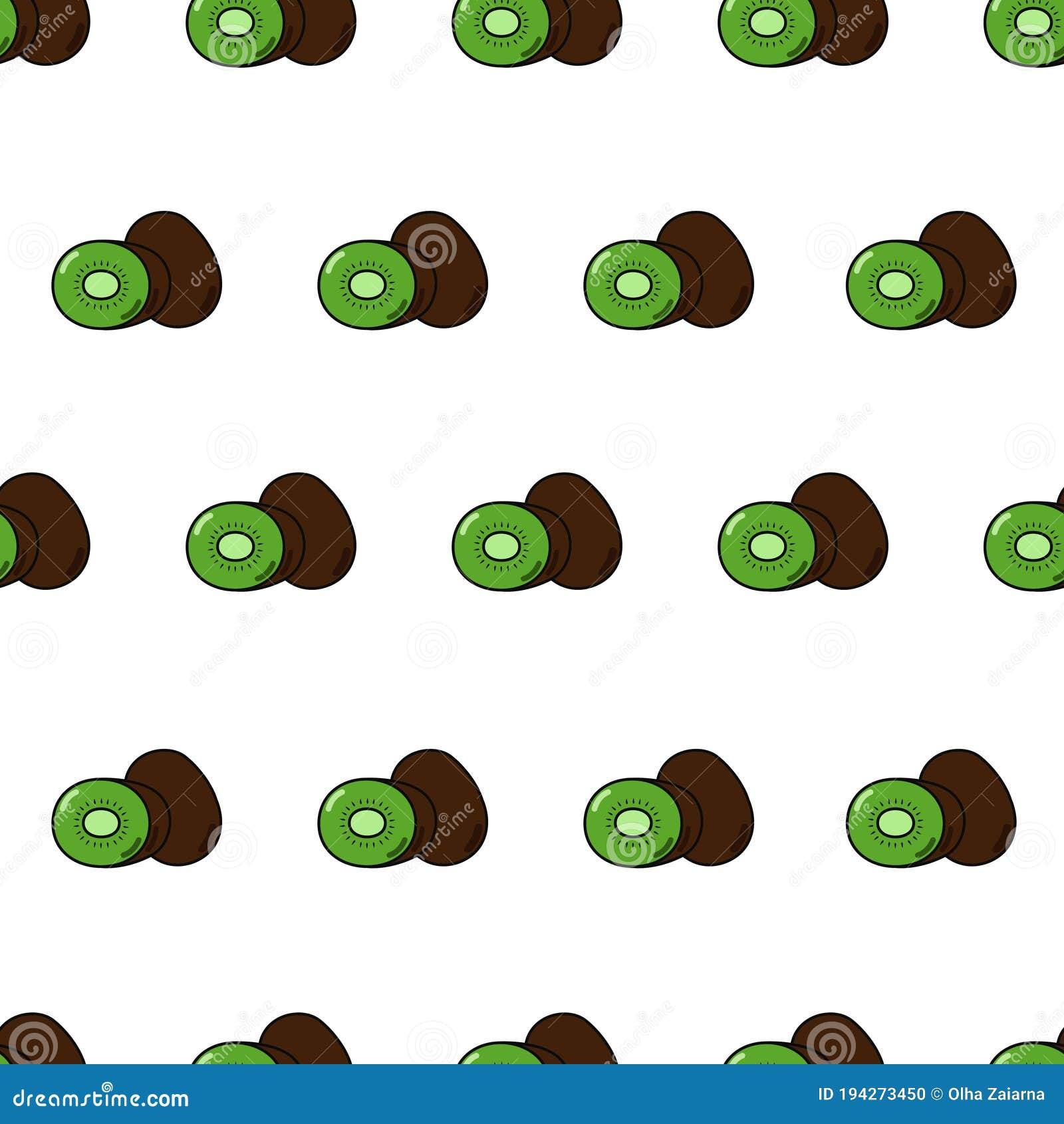 Vector Seamless Pattern with Kiwi. Repeating Fruit Icon on White Stock ...