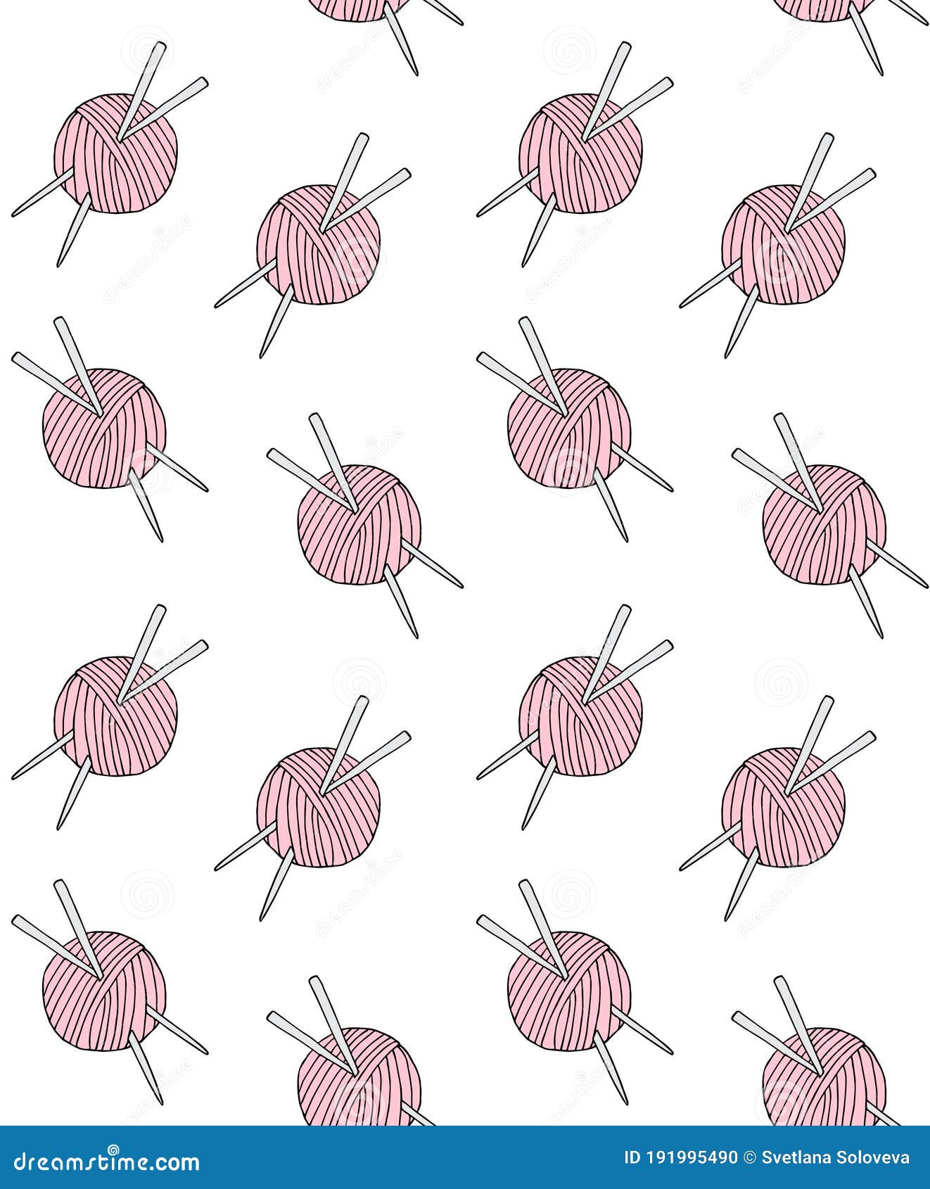 Vector Seamless Pattern of Knit Thread and Needle Stock Vector ...