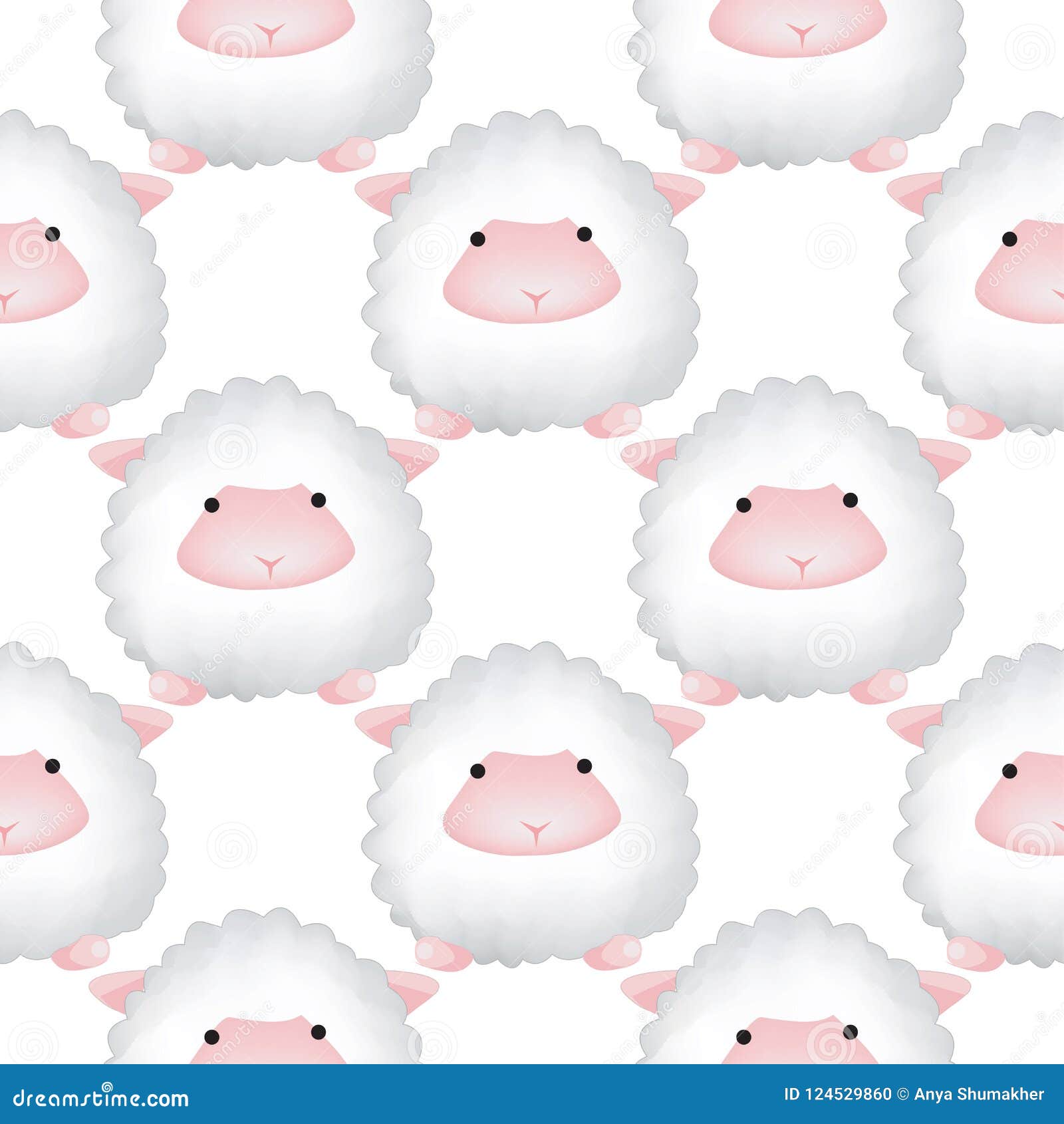 Vector Seamless Pattern with Lambs. Cute Animal Backdrop for Textiles ...