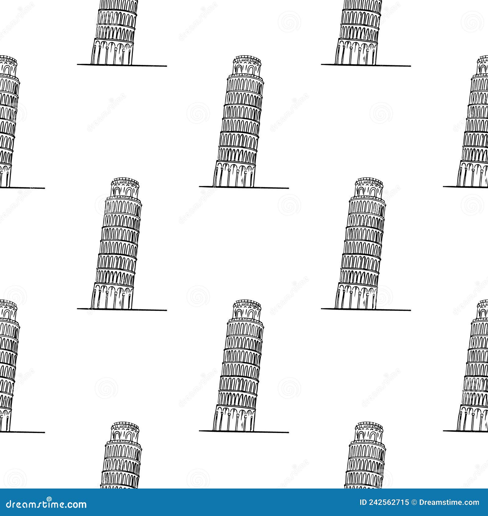 Vector Seamless Pattern with the Leaning Tower of Pisa. Vector Graphics ...
