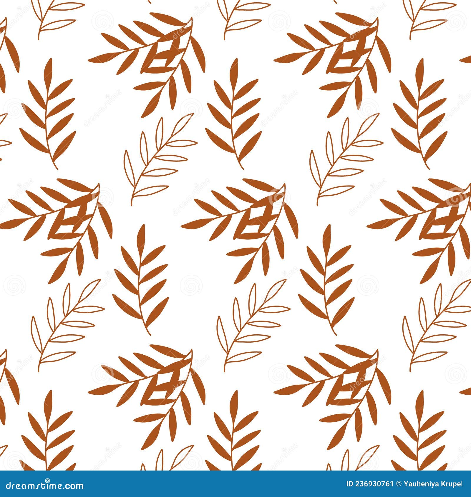 Vector Seamless Pattern with Leaves in Boho Style Stock Vector ...