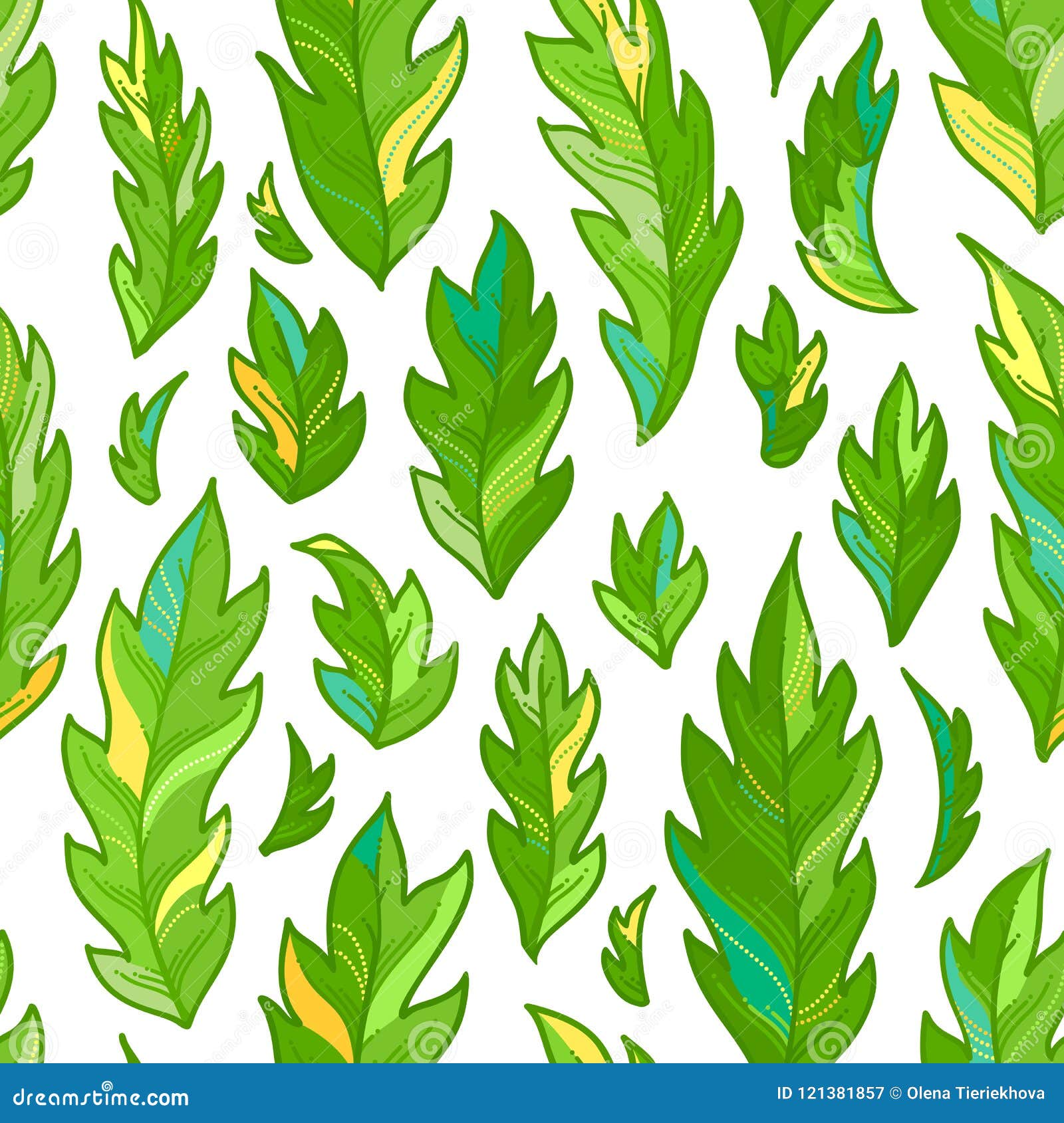 Vector Seamless Pattern of Leaves. Stock Vector - Illustration of ...
