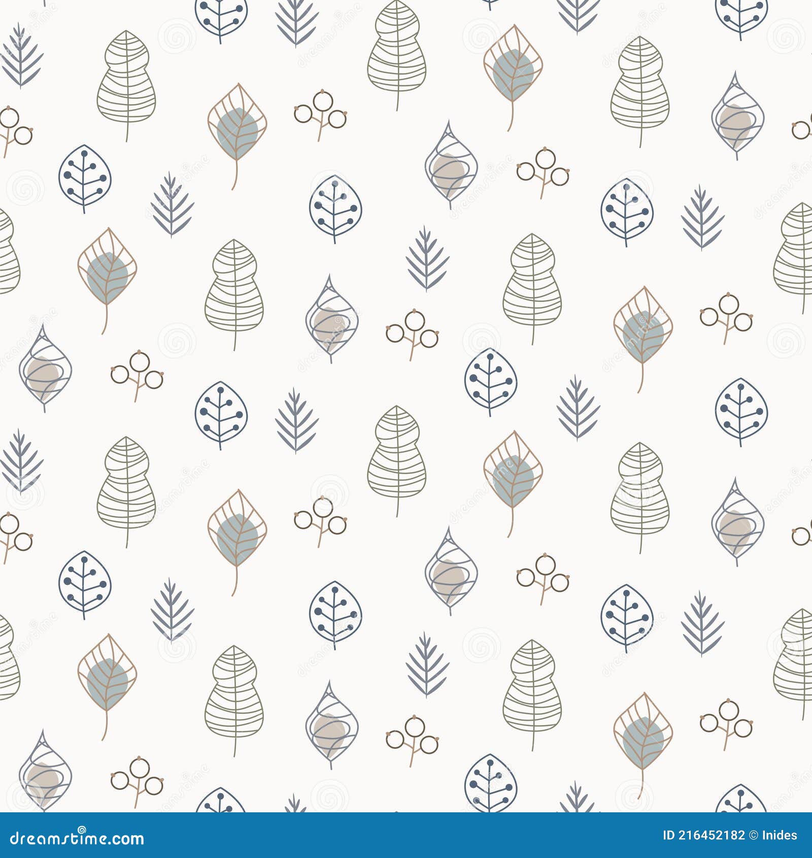Vector Seamless Pattern with Leaves Outlines. Background with ...