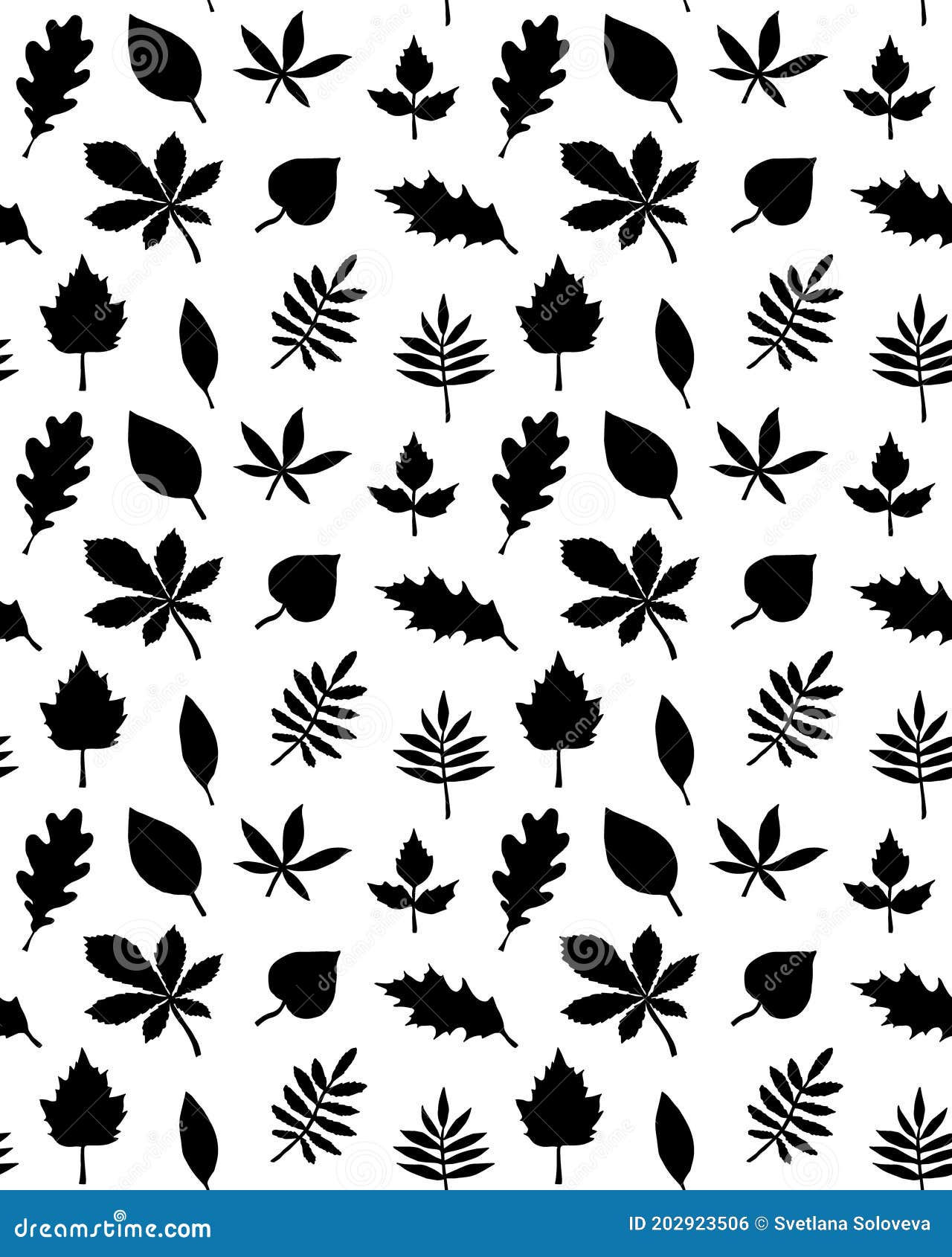 Vector Seamless Pattern of Leaves Silhouette Stock Illustration ...