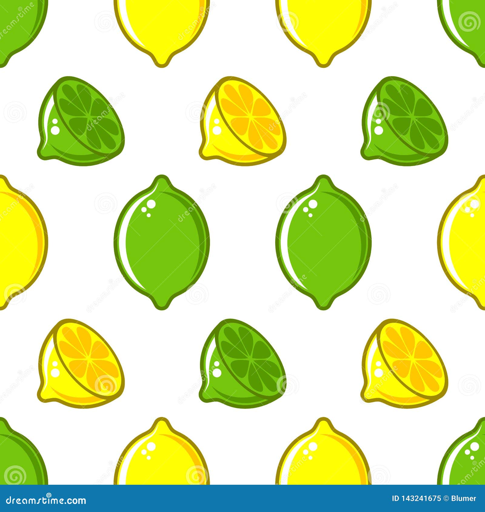 Vector Seamless Pattern with Lemon and Lime Stock Vector - Illustration ...
