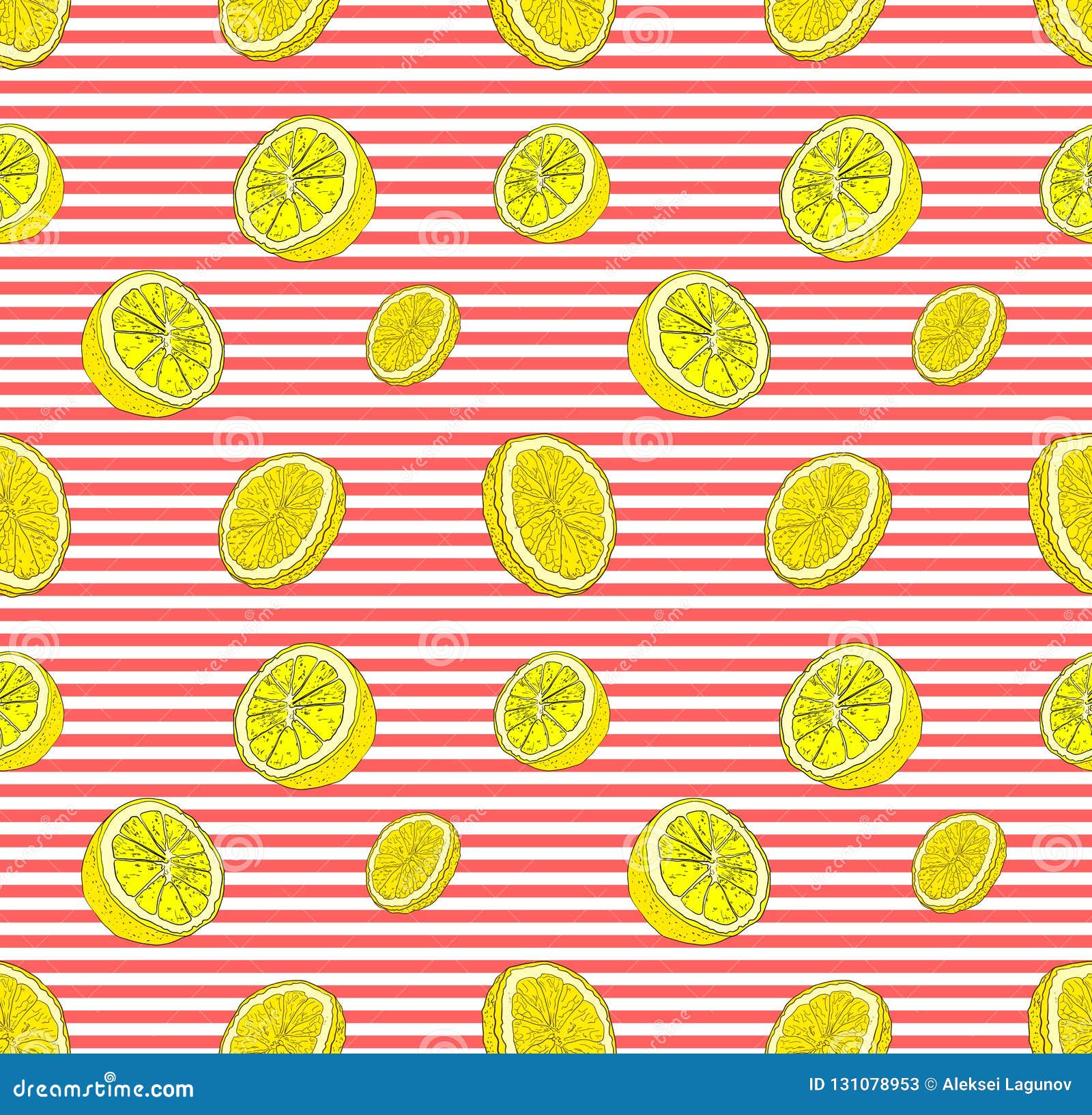 Vector Seamless Pattern with Lemons, Colorful Background Template ...