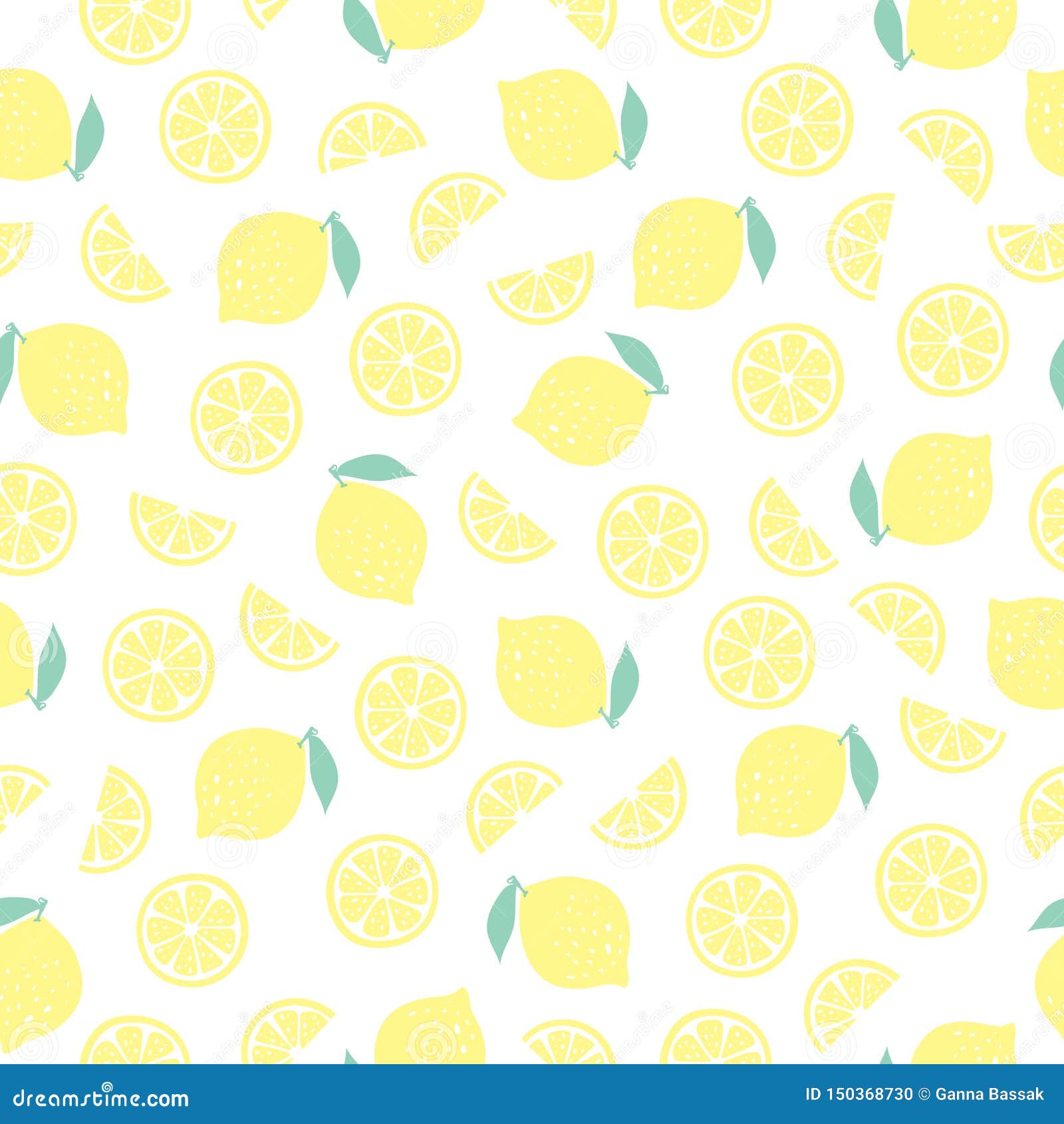 Vector Seamless Pattern with Lemons Stock Vector - Illustration of ...