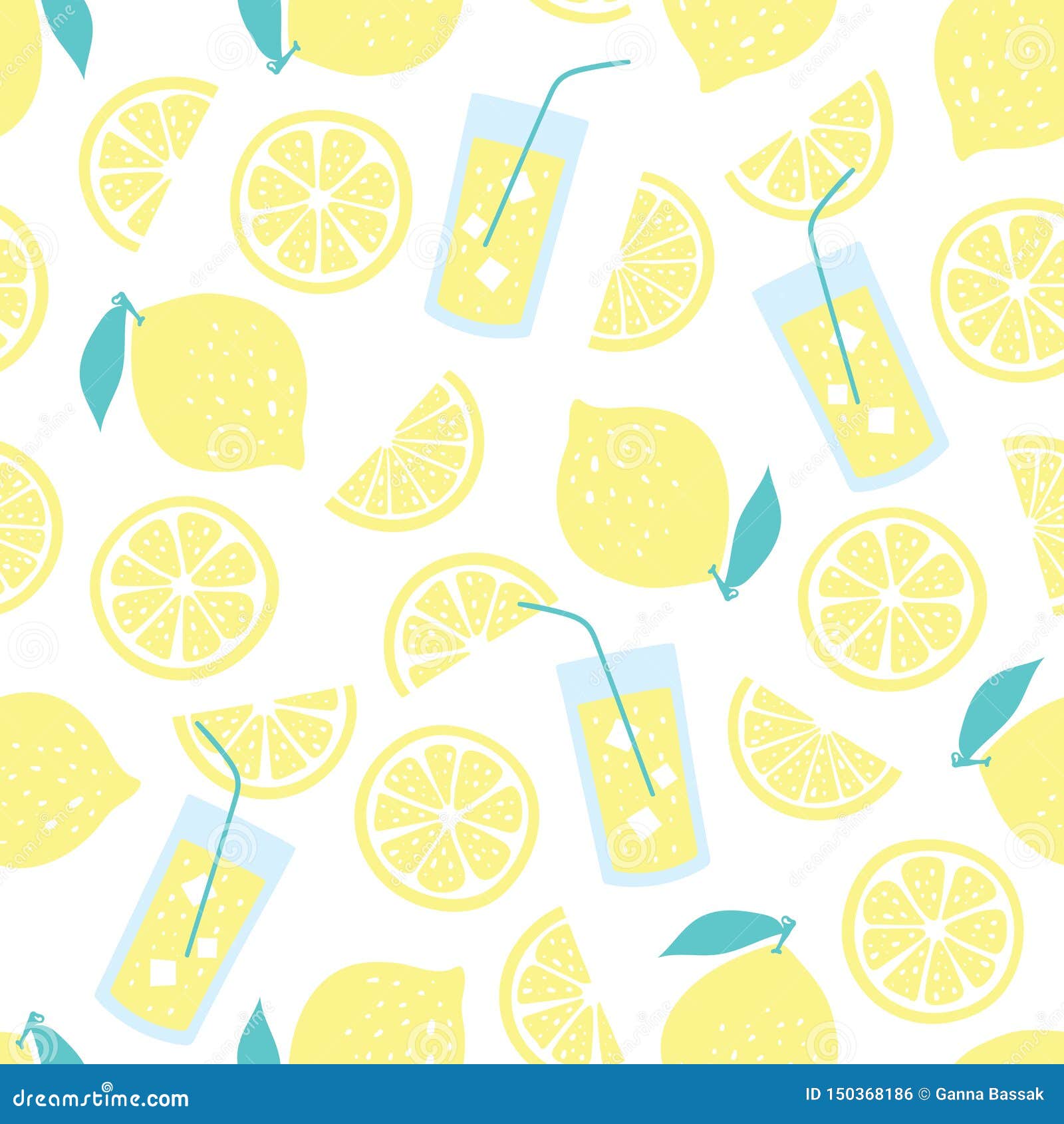 Vector Seamless Pattern with Lemons and Lemonade Stock Vector ...