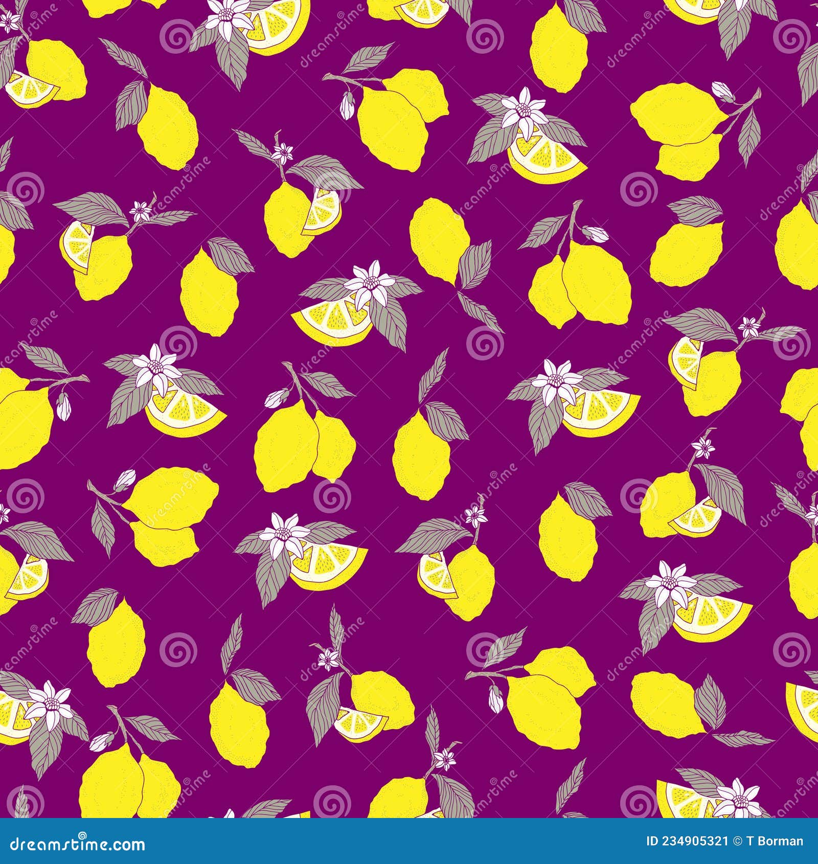 Vector Seamless Pattern Lemons and Sliced Lemons on a Pink Background ...