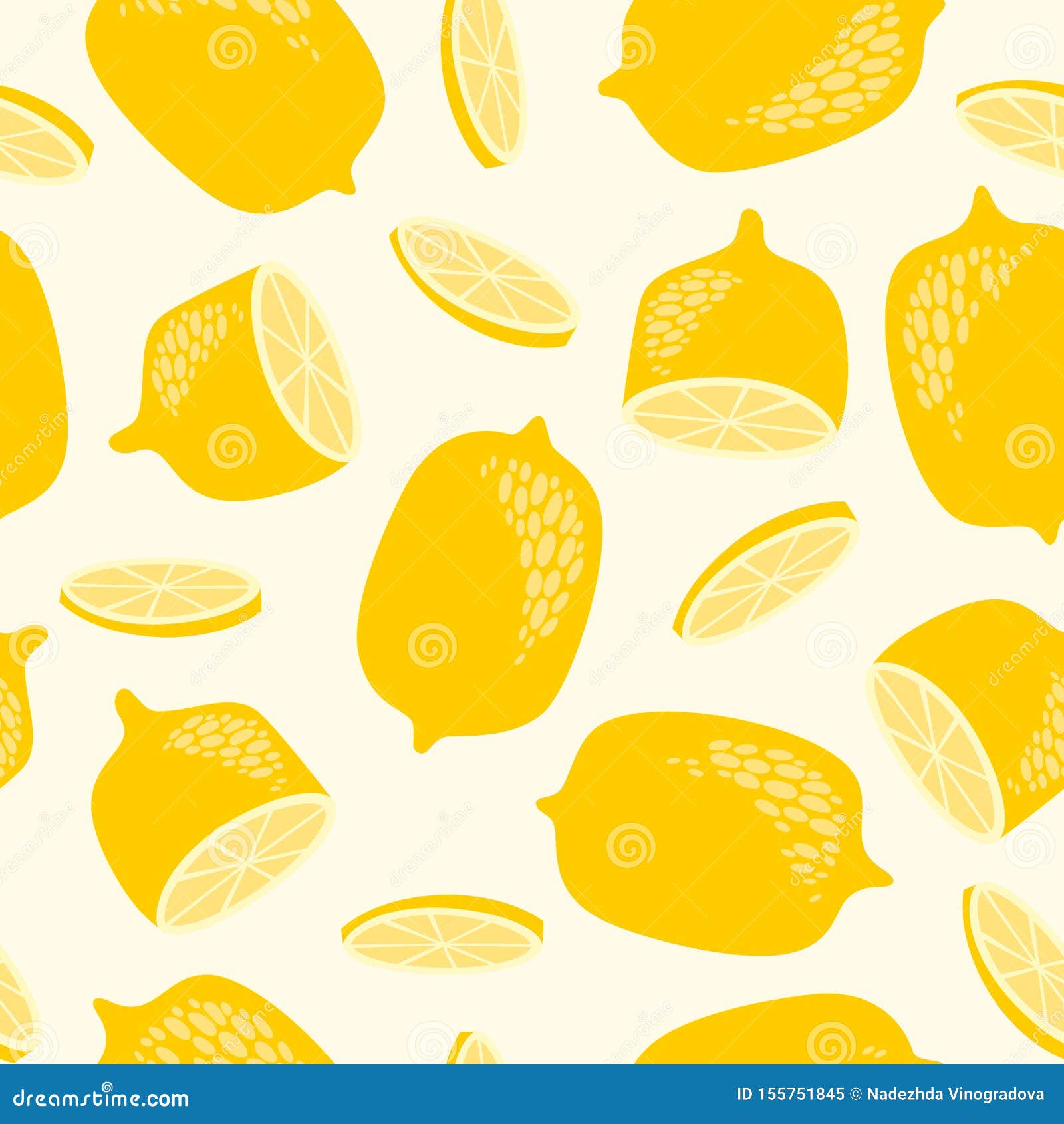 Vector Seamless Pattern with Lemons. Trendy Hand Drawn Textures Stock ...