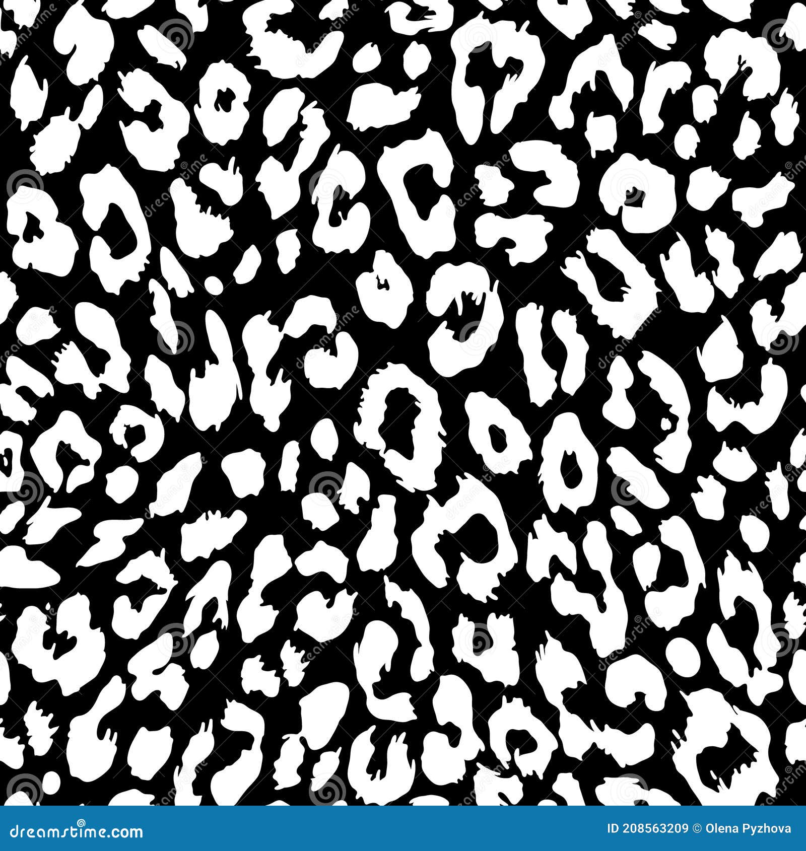 Vector Seamless Pattern. Leopard Black and White Skin Texture Stock ...