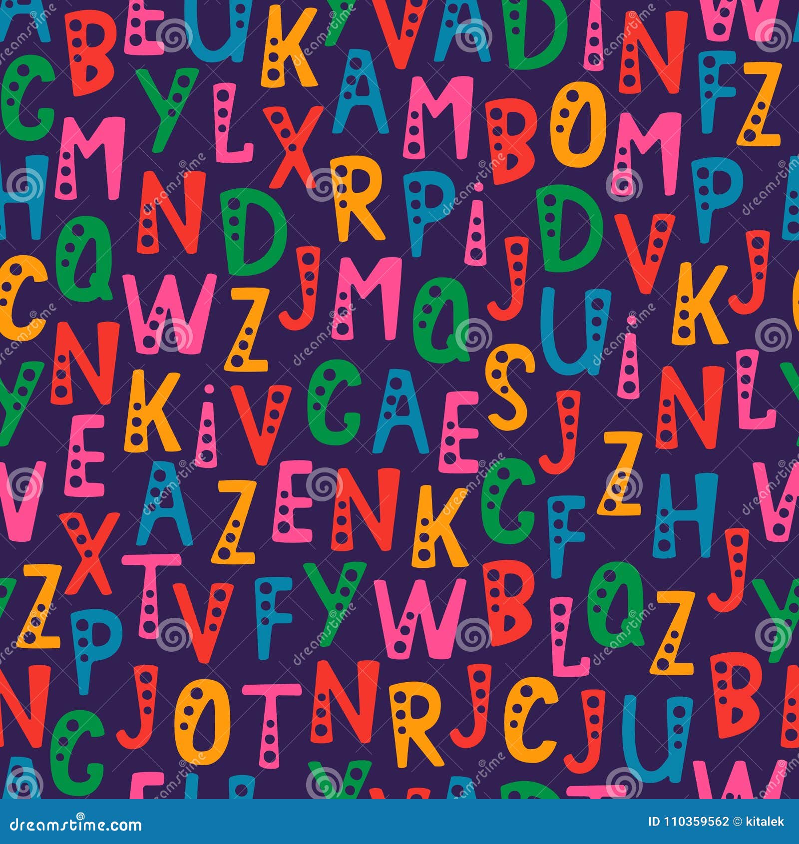 Vector Seamless Pattern with Letters of the Alphabet in Random Order ...