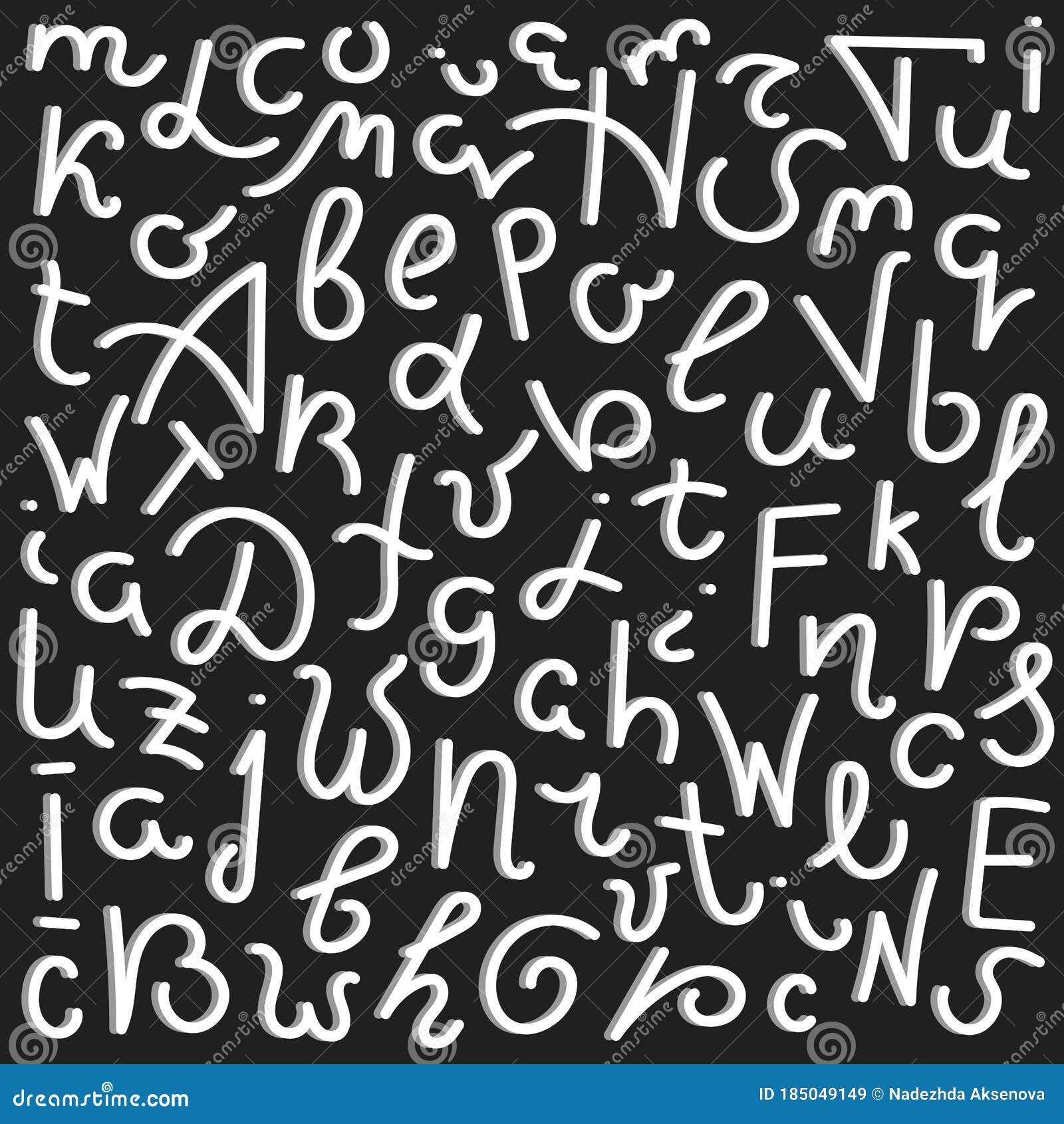 Vector Seamless Pattern with Letters. Hand Drawn Calligraphy Stock ...