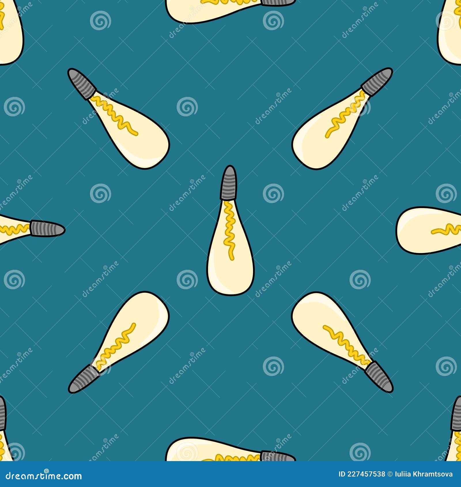 Vector Seamless Pattern with Light Bulbs on a Green Background in the ...