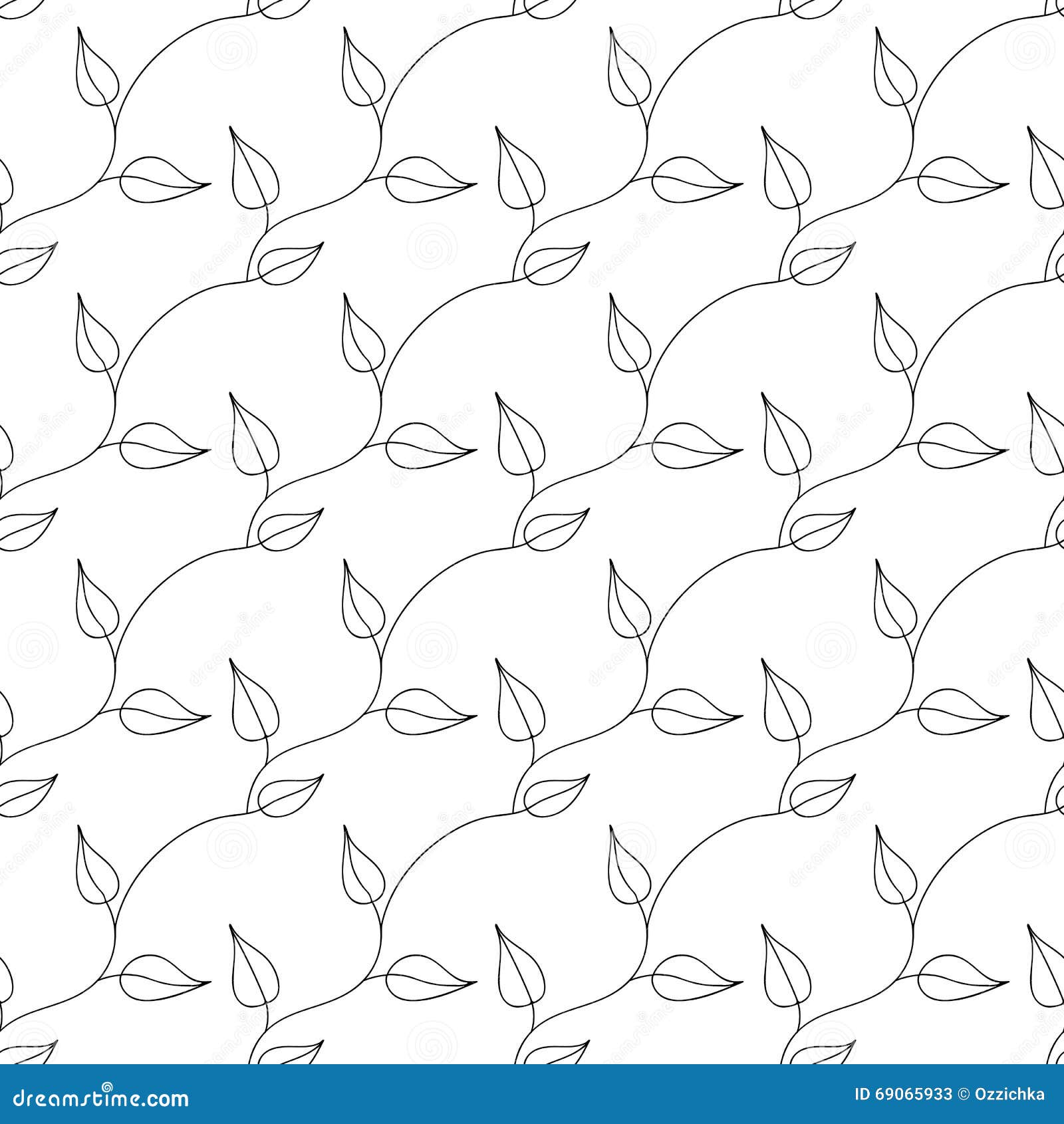 Vector Seamless Pattern. Linear Graphic Design. Floral Linear ...