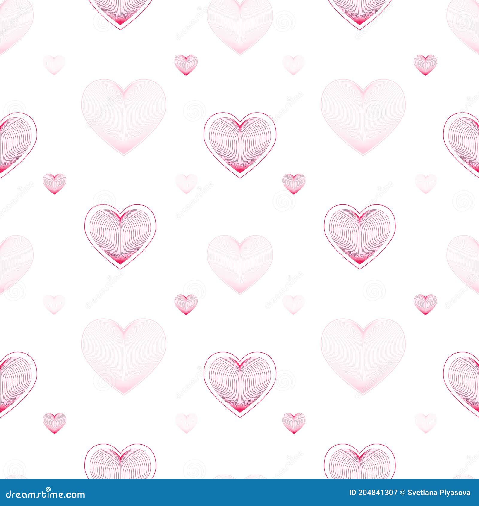 Vector Seamless Pattern Linear Heart. Valentine S Day. Love Stock ...