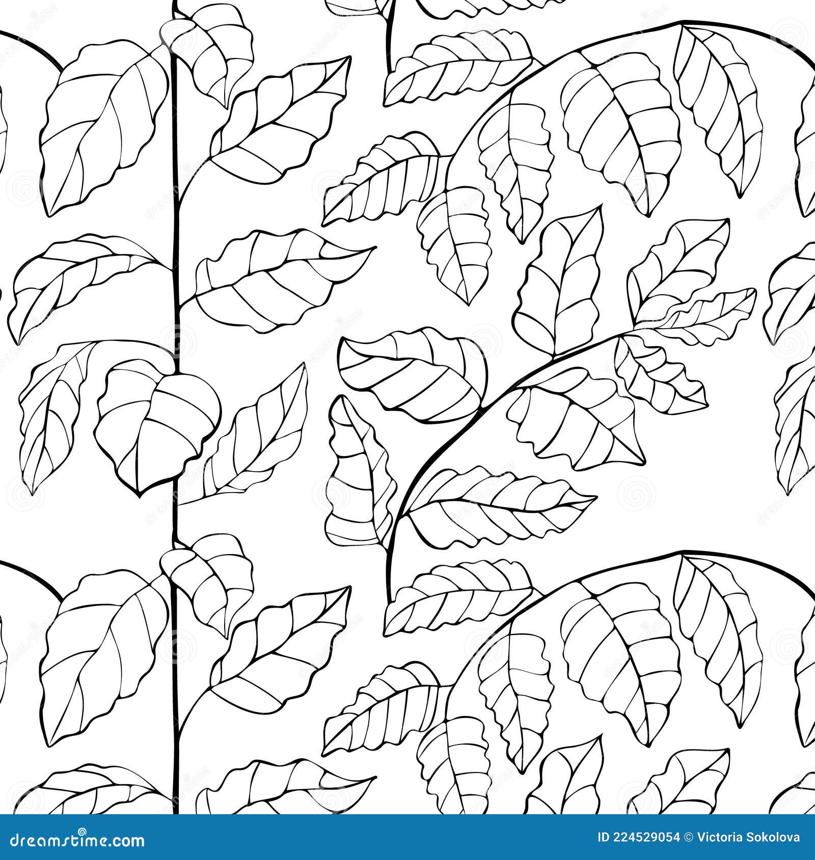 Seamless Pattern of Linear Leaves of Eggplant Stock Vector ...