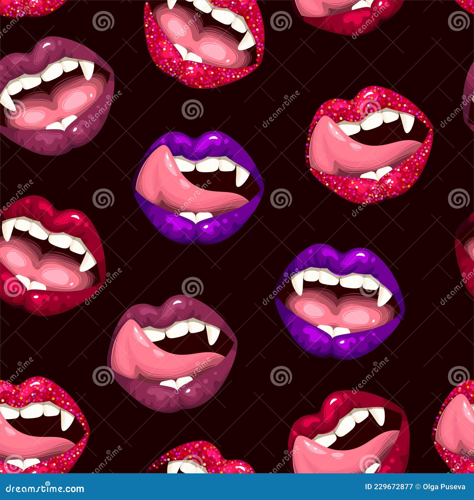 Seamless Pattern with Lips and Vampire Teeth Stock Vector ...