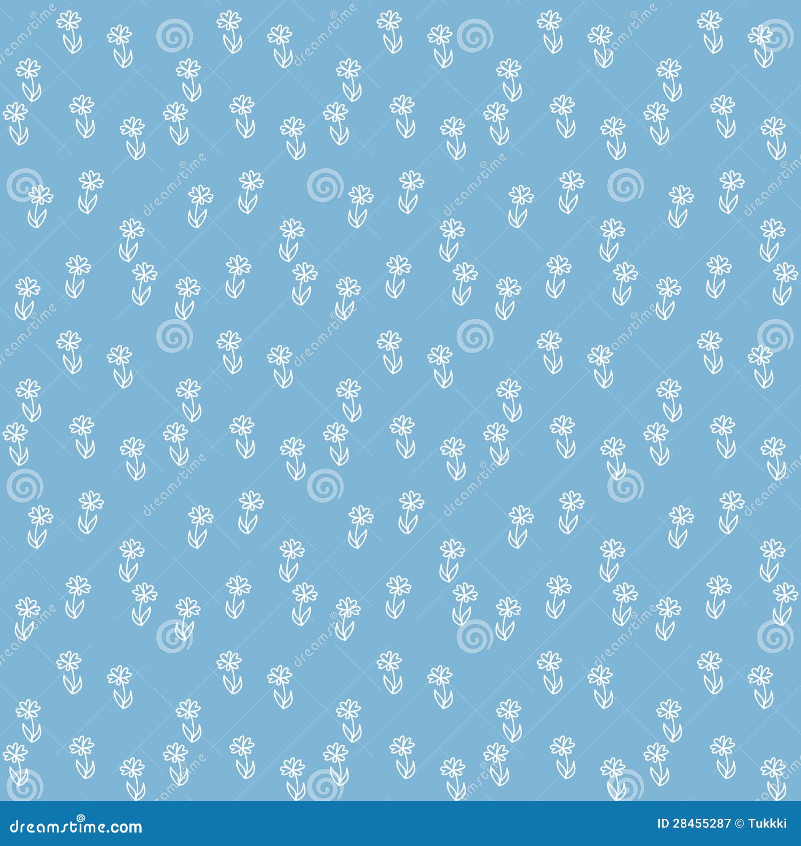 Vector Seamless Pattern, Little Flowers on Blue Stock Vector ...