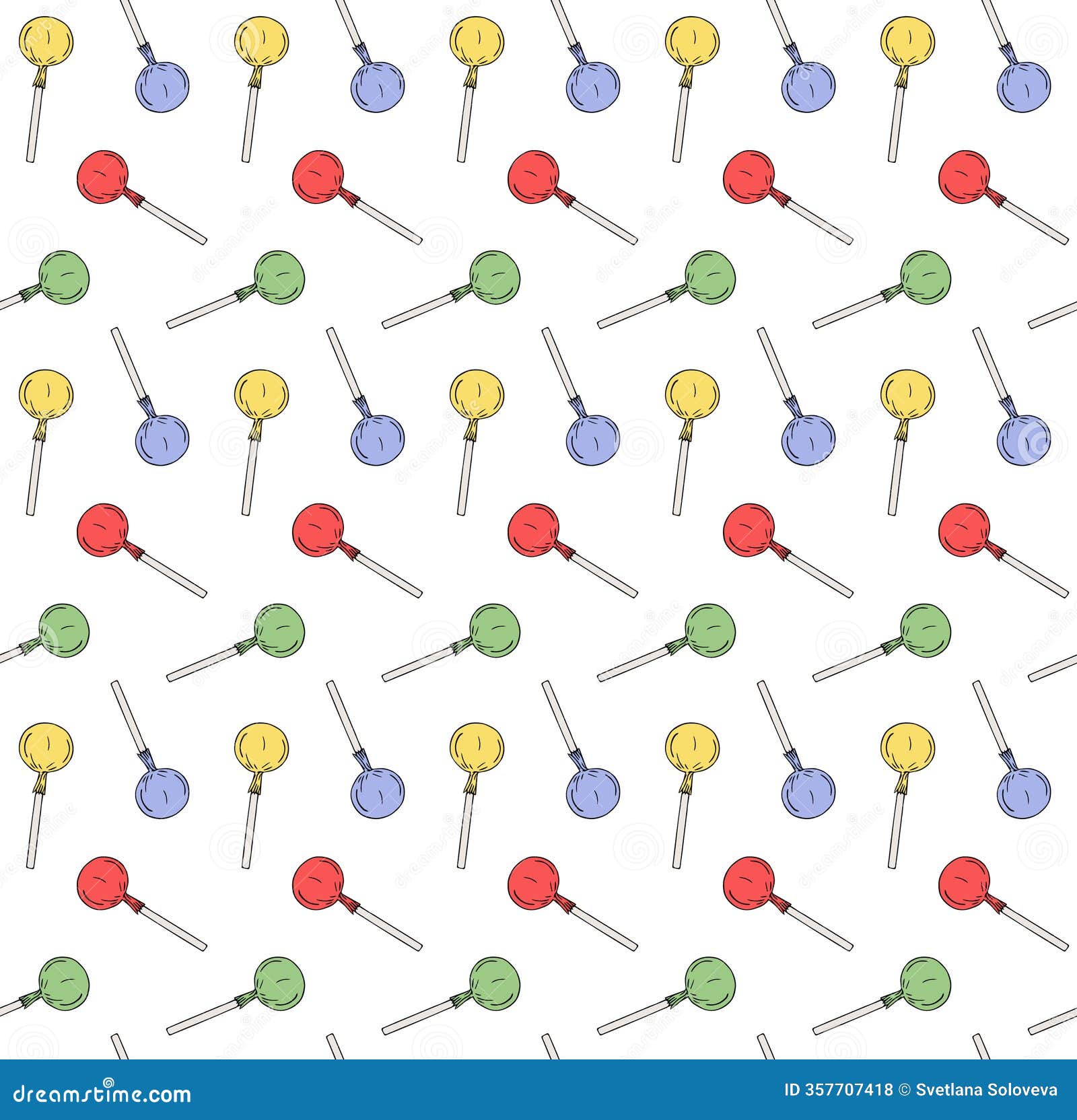 Vector Seamless Pattern of Lollipop Candy Stock Illustration ...
