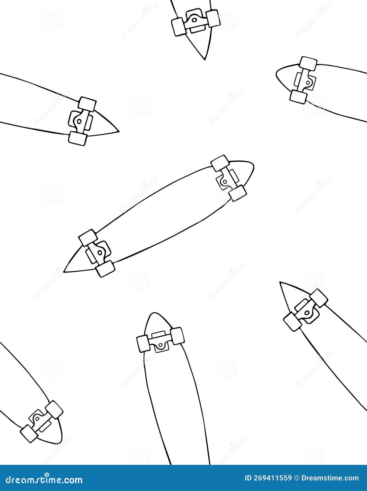 Vector Seamless Pattern of Longboard Stock Vector - Illustration of ...