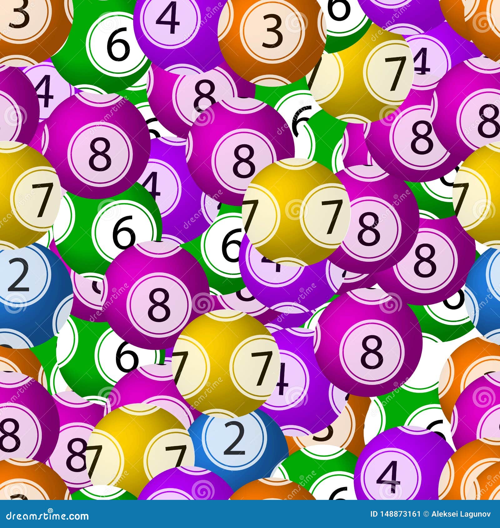 Vector Seamless Pattern, Lottery Balls Background, Chaotic Colorful ...