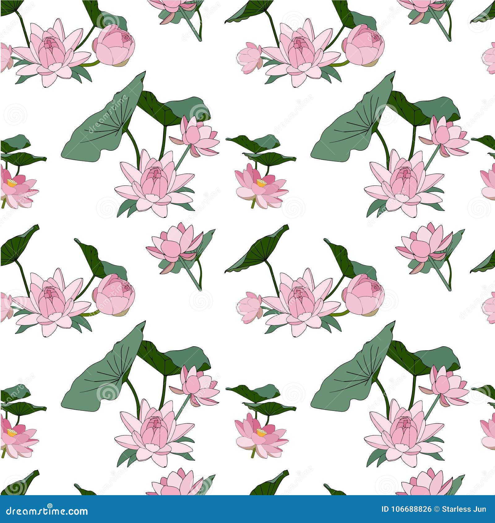 Vector Seamless Pattern Lotus Flowers Stock Vector - Illustration of ... Vector Seamless Pattern Lotus Flowers Stock Vector - Illustration of ...