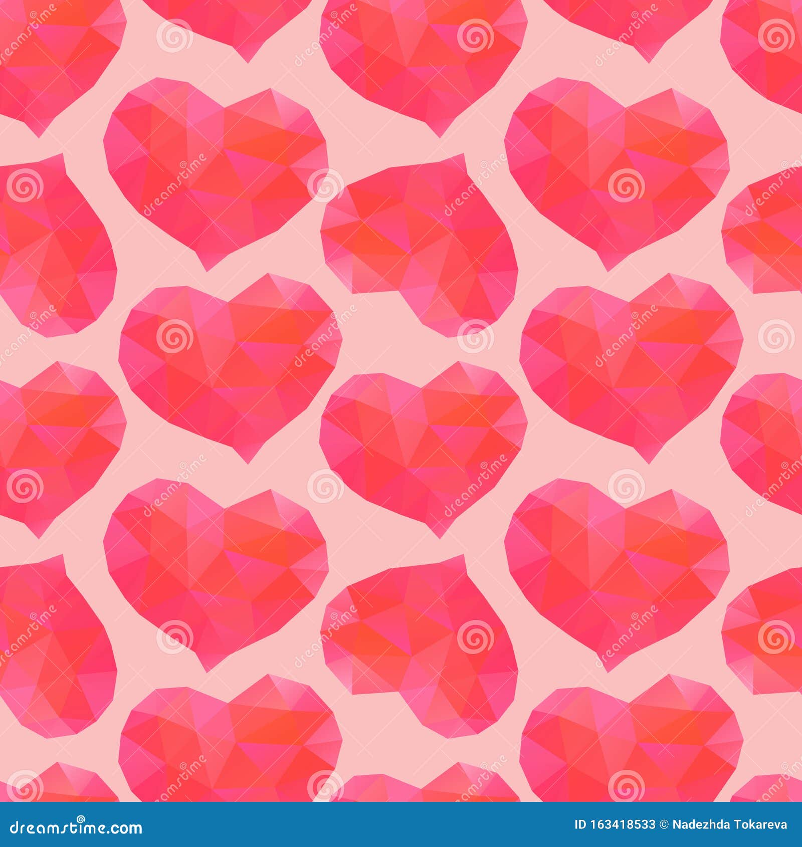 Vector Seamless Pattern Made of Geometric Hearts Stock Vector ...