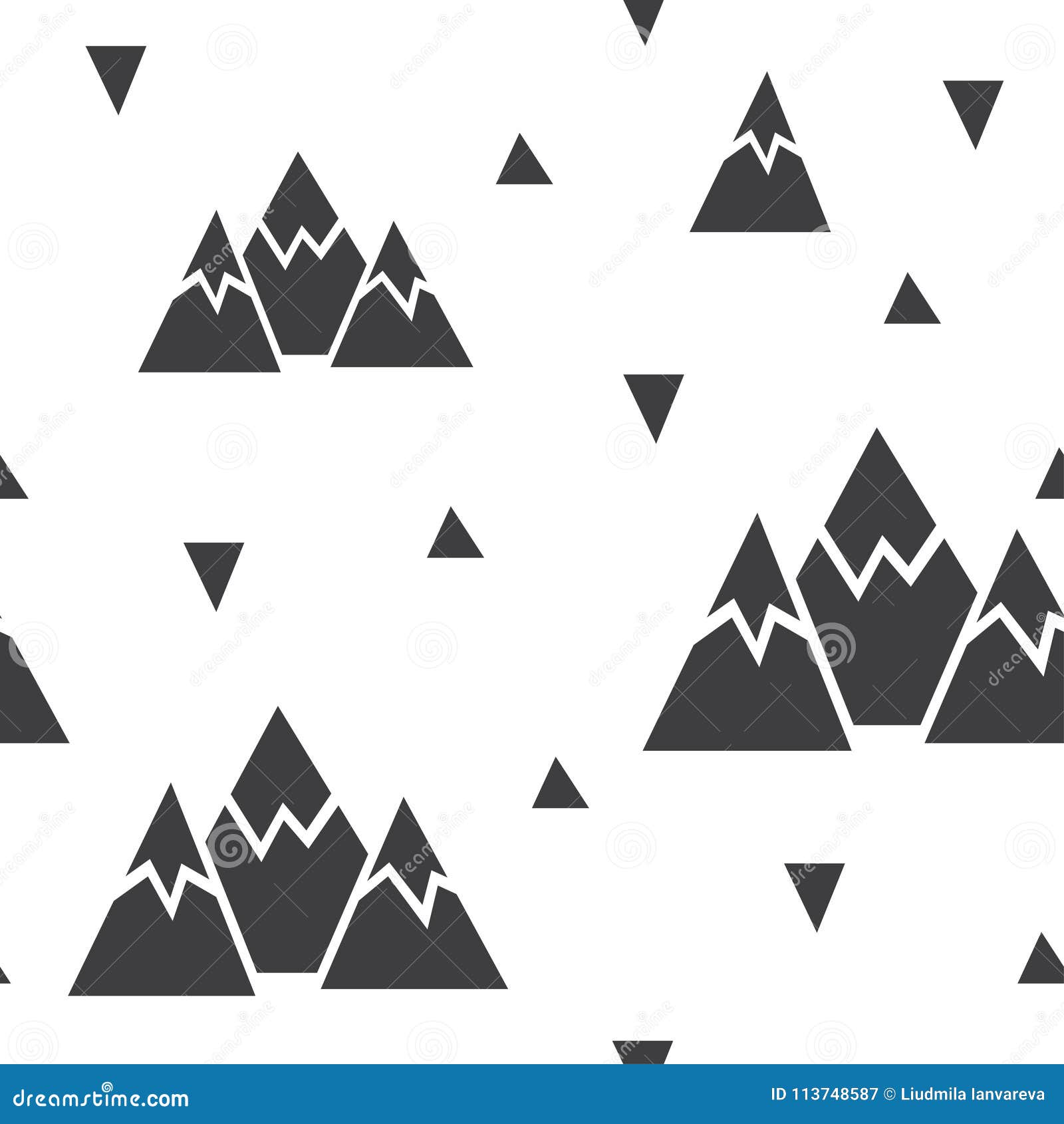Vector Seamless Pattern Made of Mountains and Triangles. Stock ...