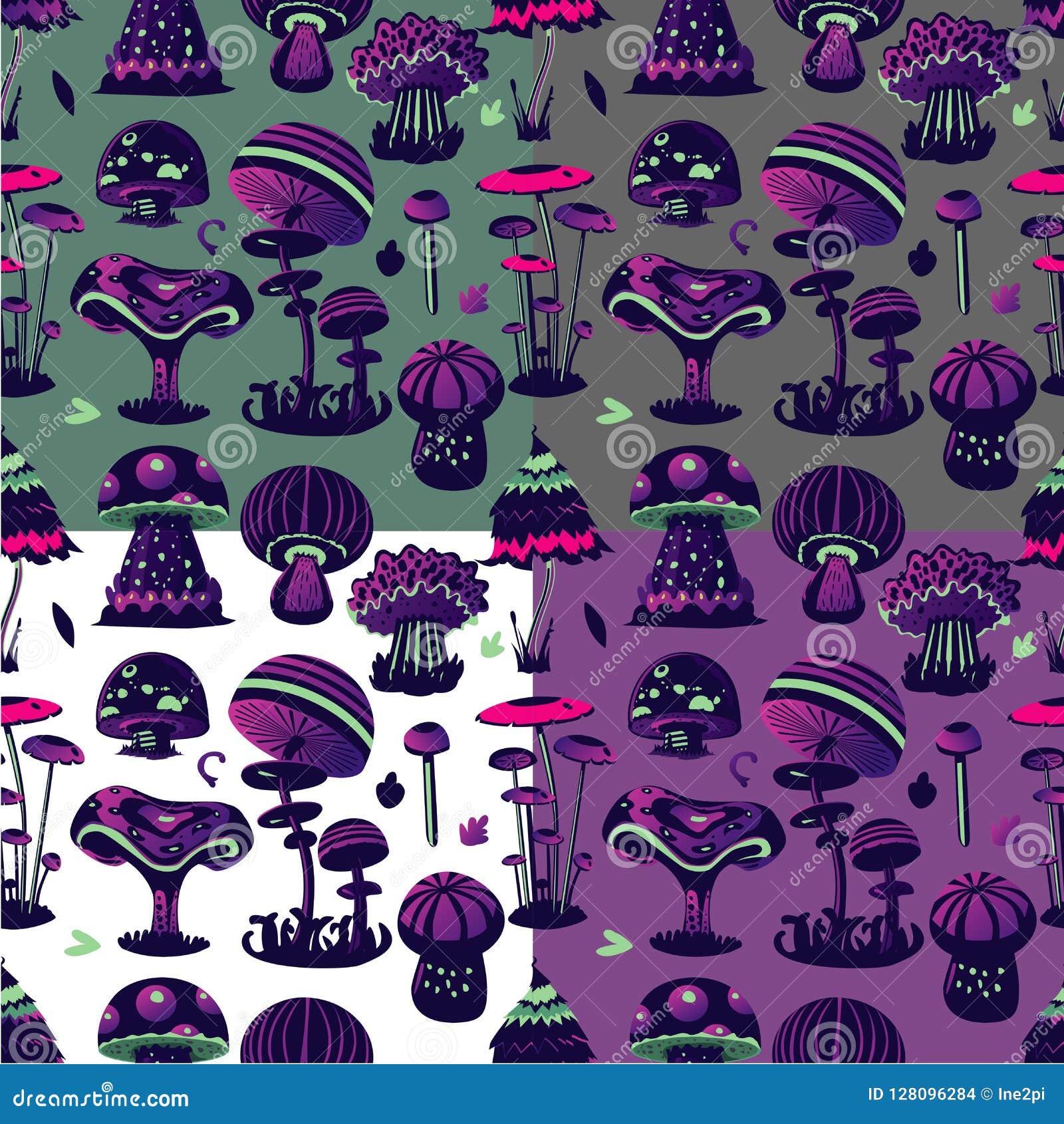 Vector Seamless Pattern with Magic Mushroom. Cartoon Background ...