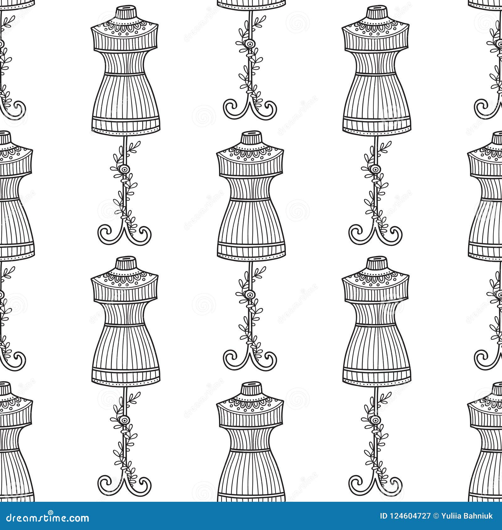 Vector Seamless Pattern with Mannequin for Sewing. Stock Vector ...