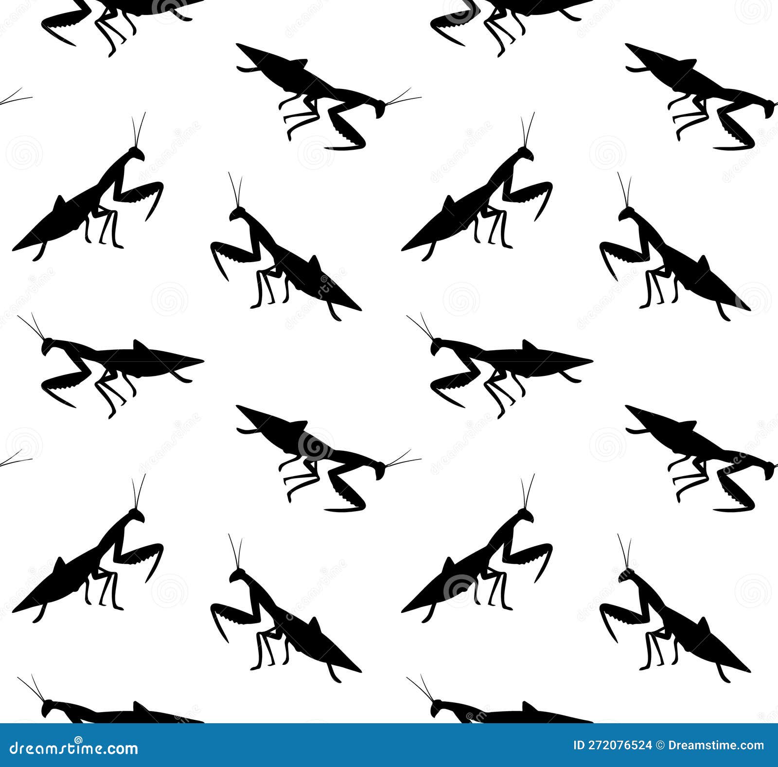 Vector Seamless Pattern of Mantis Silhouette Stock Vector ...
